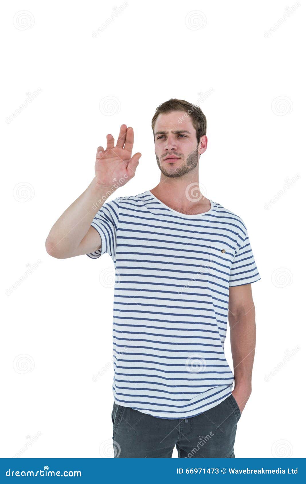 Hipster Man Looking at His Hands Stock Image - Image of sign ...