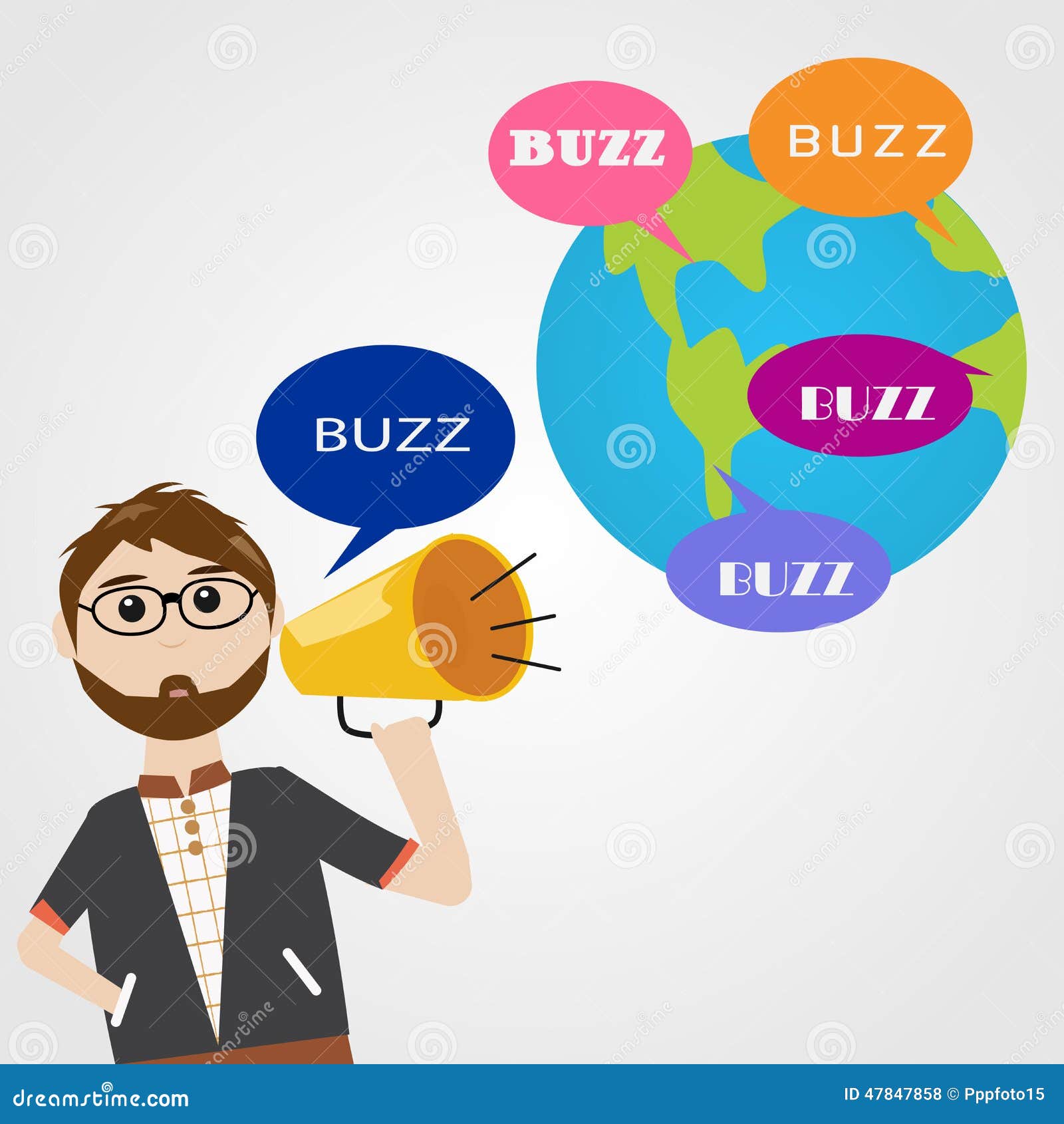 Hipster Man with Megaphone in Digital Marketing Concept Stock Vector ...