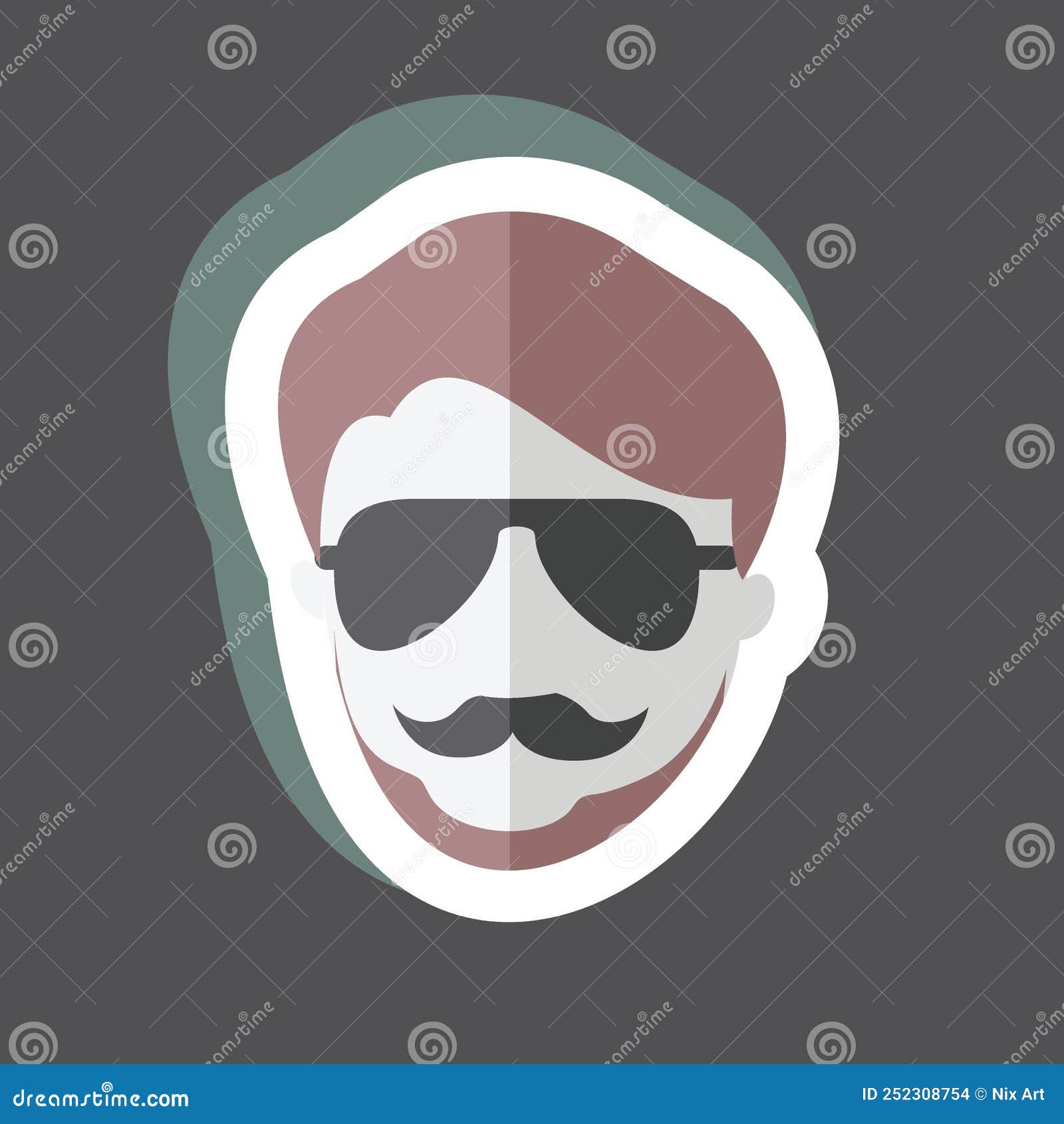 Hipster Man Sticker in Trendy Isolated on Black Background Stock ...