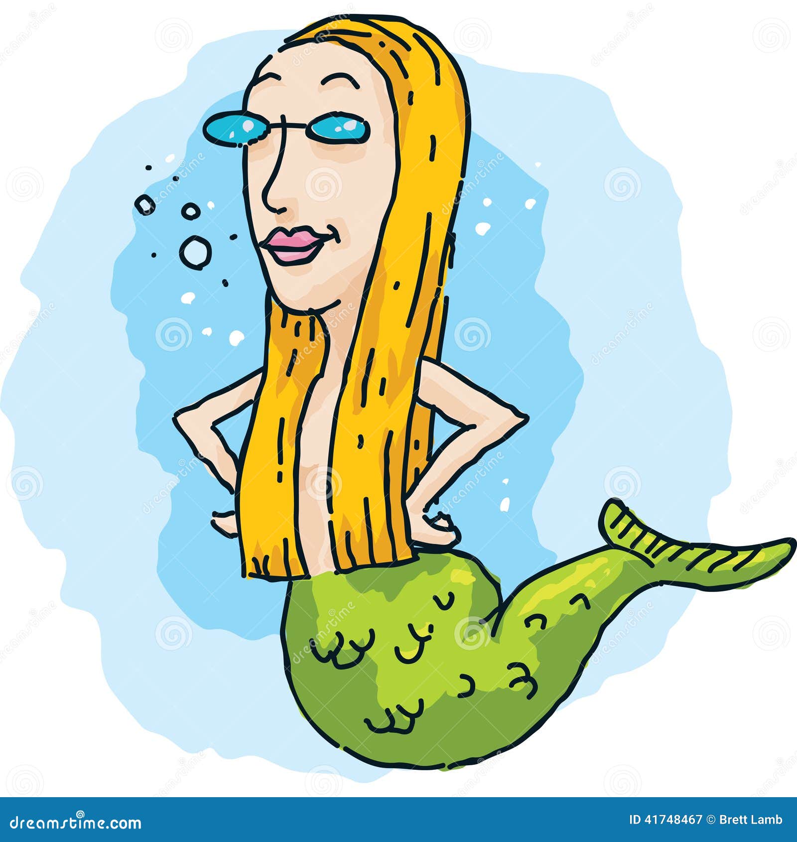 Hipster Mermaid stock illustration. Illustration of concept - 41748467