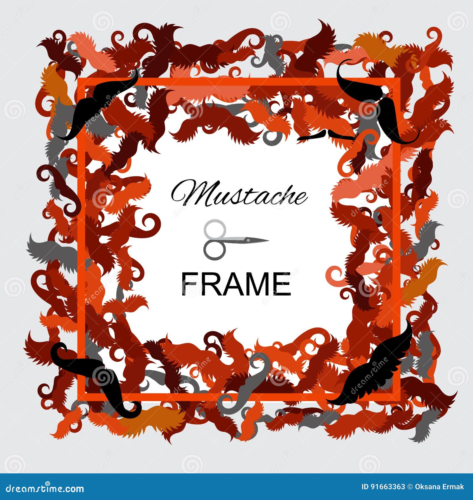 Hipster Mustache Frame stock vector. Illustration of disguise - 91663363