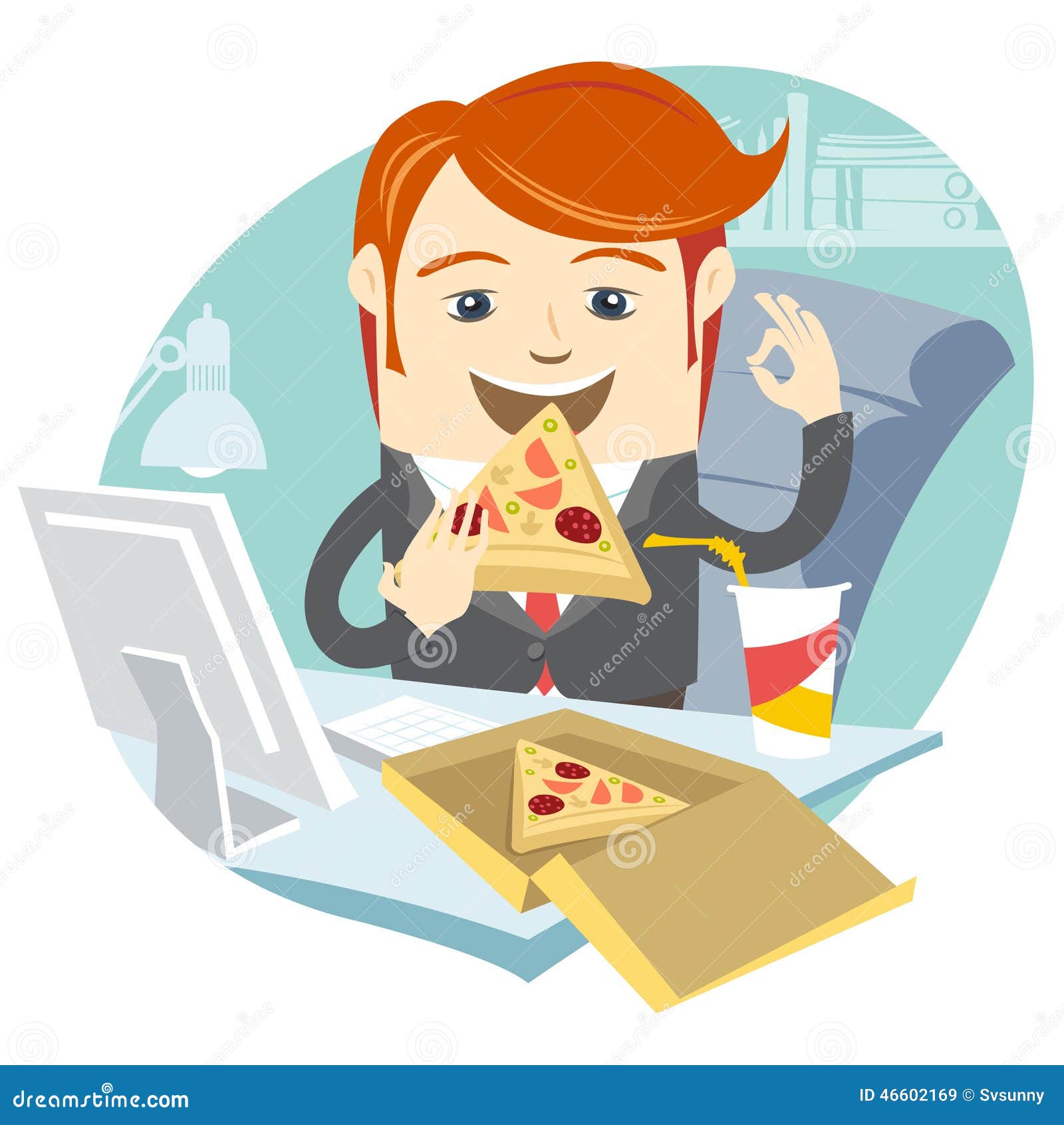 Hipster Man Eating Burger Vector Illustration | CartoonDealer.com ...