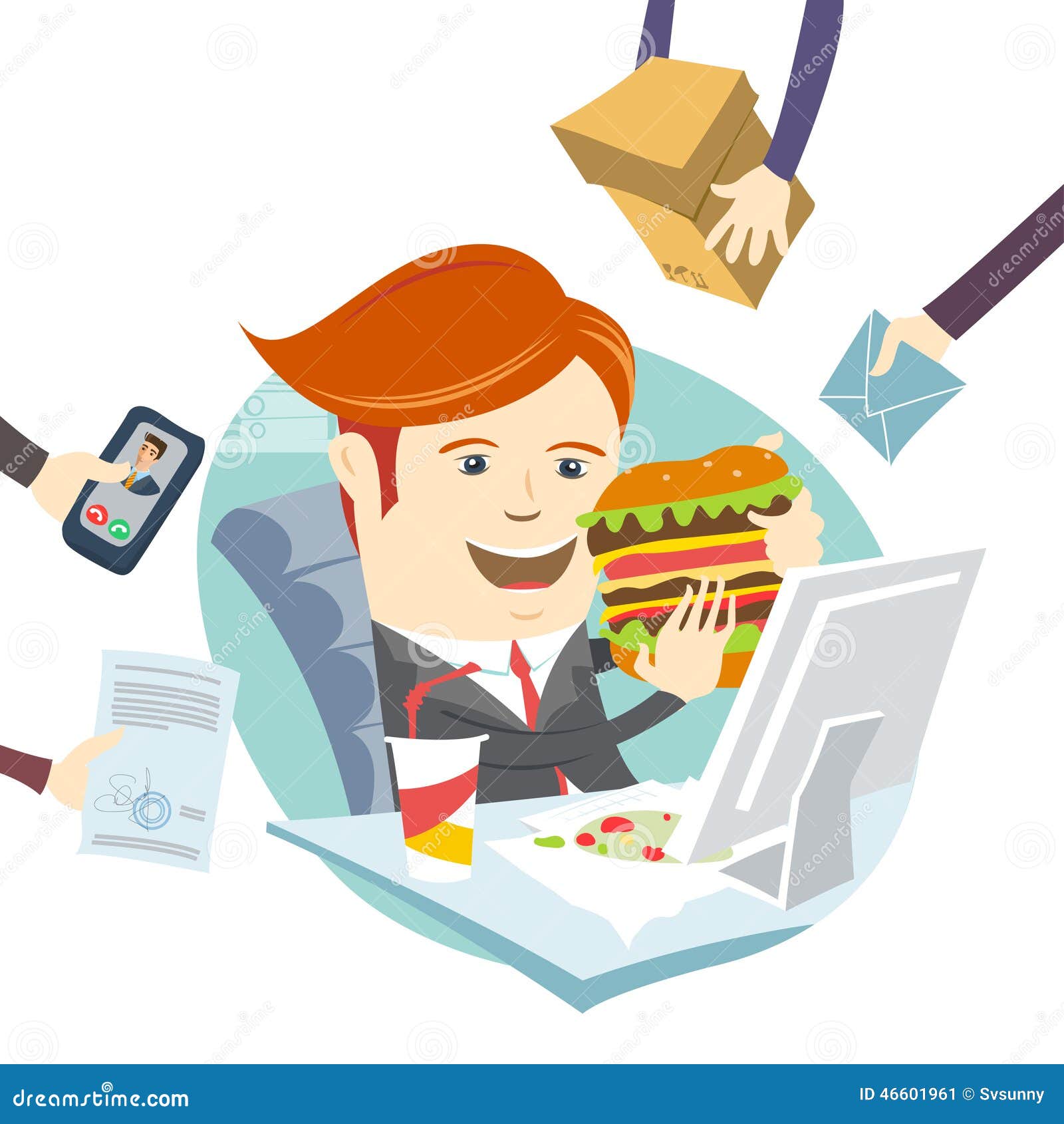 Man Eating Sandwich Cartoon Vector | CartoonDealer.com #102649837