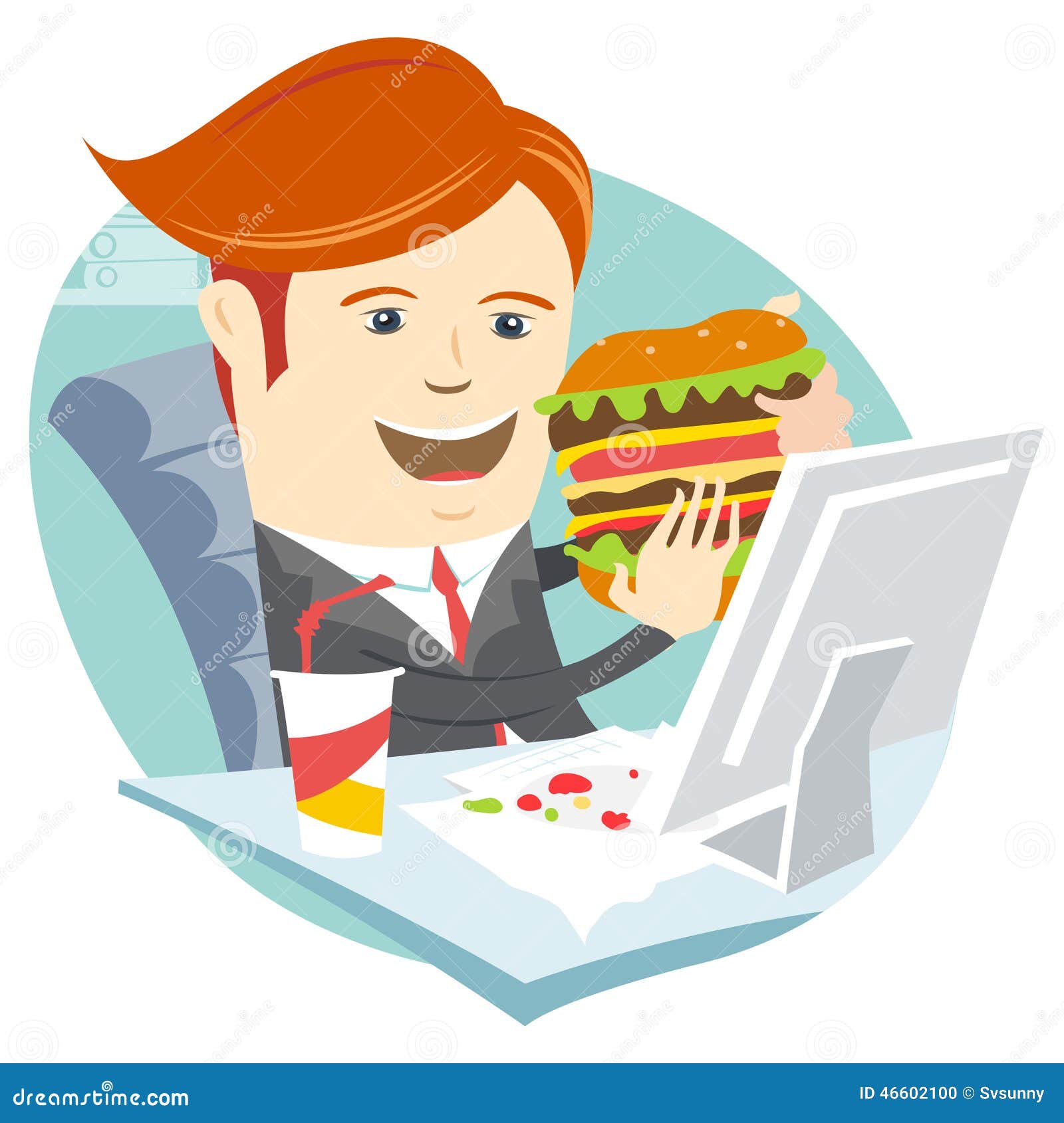Man Eating Sandwich Cartoon Vector | CartoonDealer.com #102649837