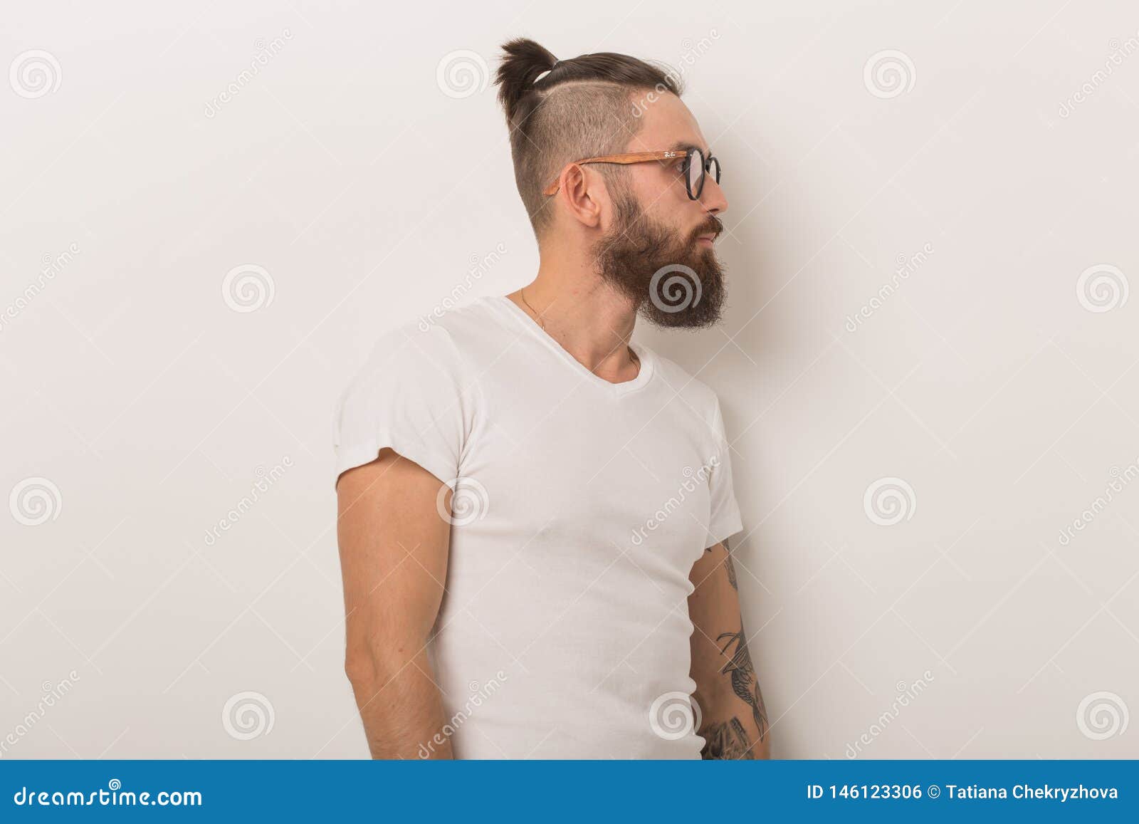 Hipster, People Concept - Profile Half-faced Side View Portrait of ...