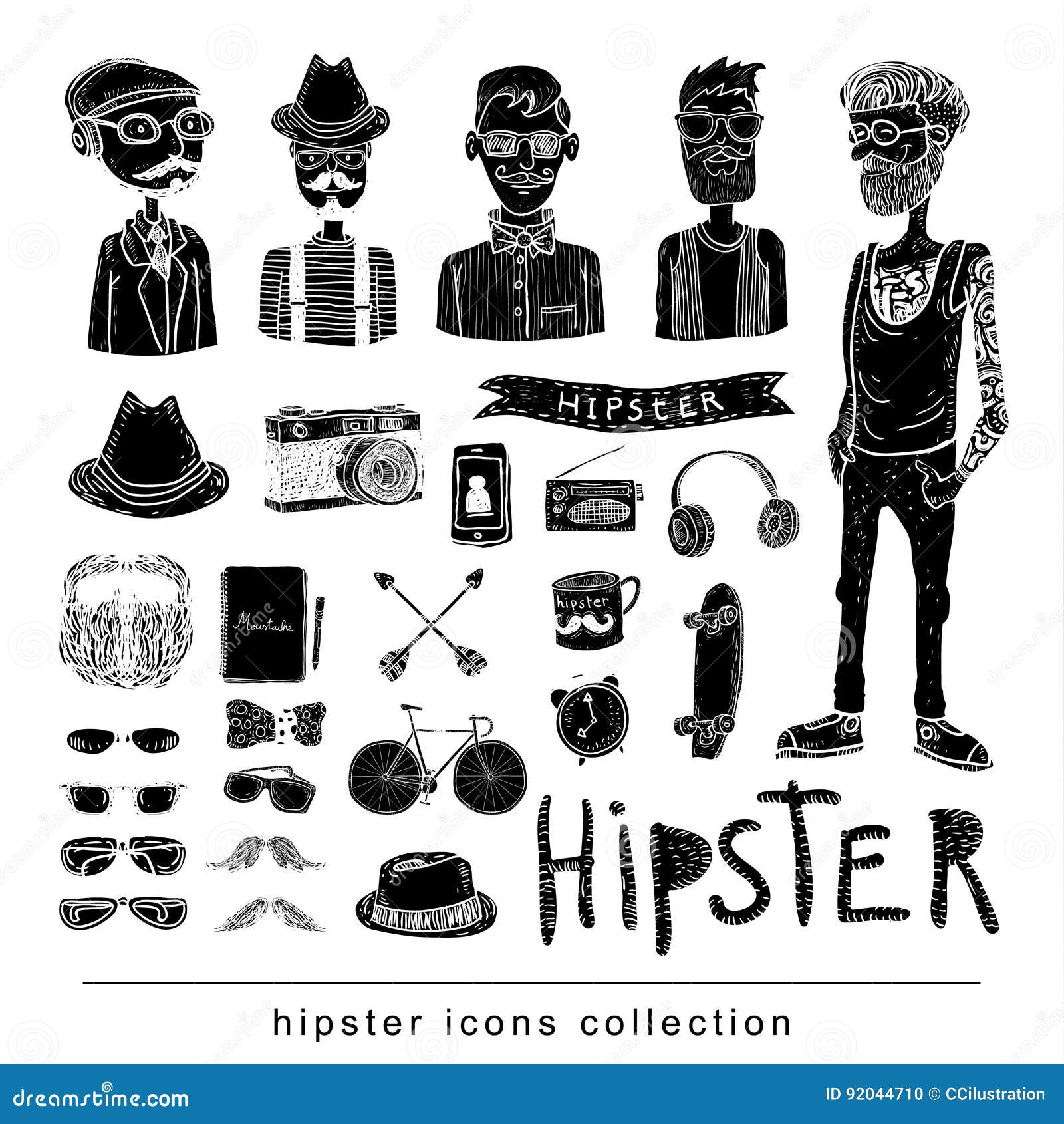Hipster People Icon Set. Vector Illustrations. Stock Vector ...