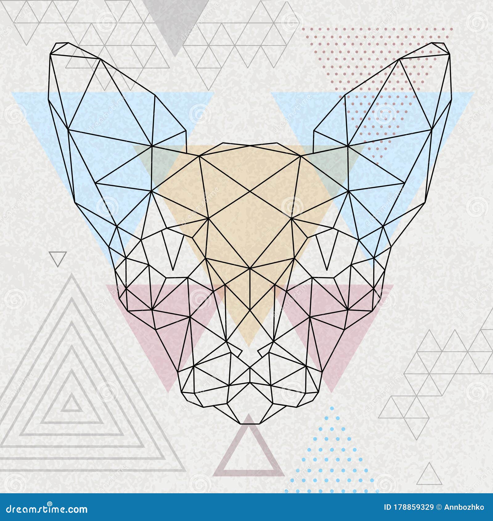 Hipster Polygonal Animal Sphynx Cat on Abstract Triangle Background ...