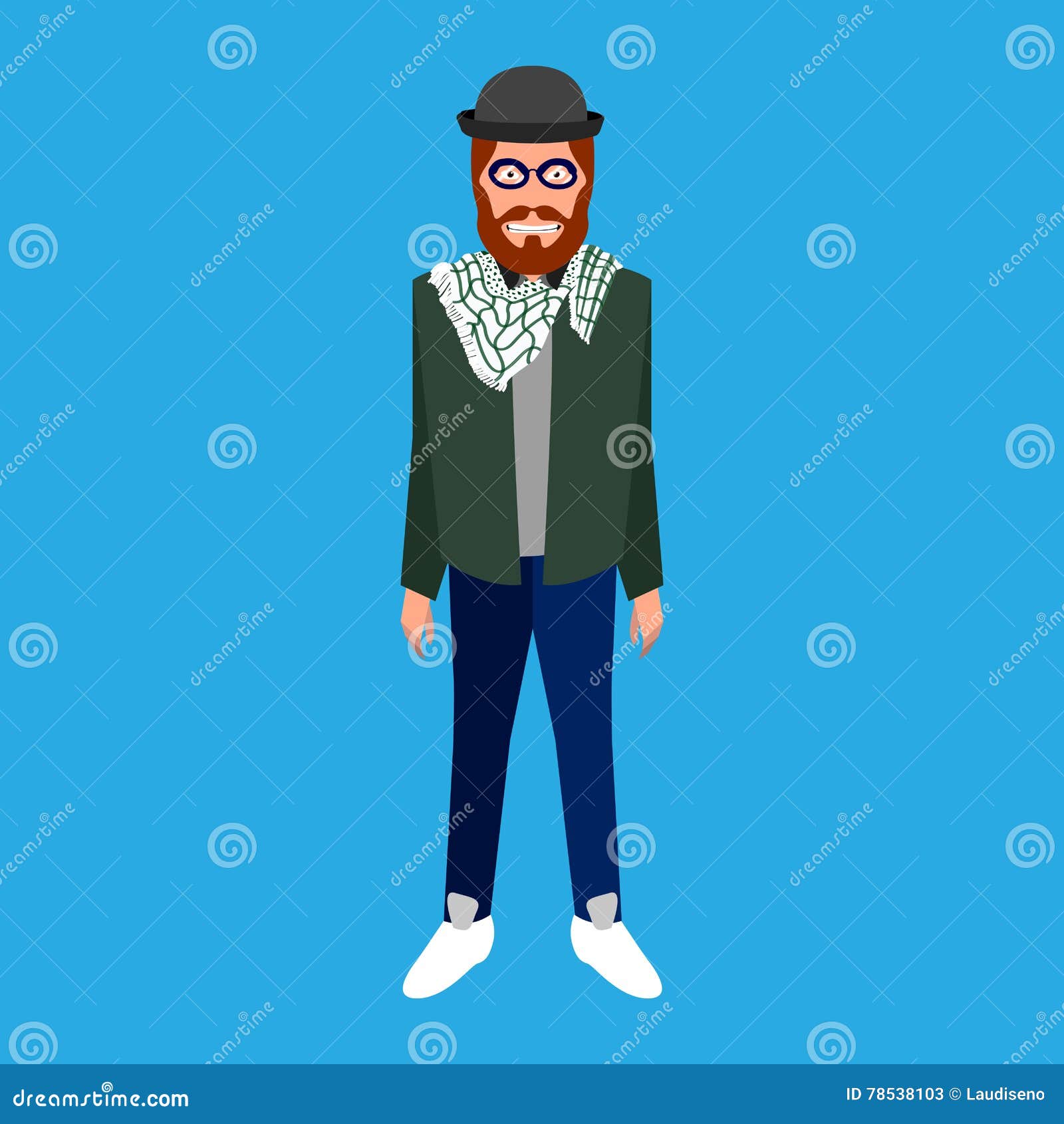 Hipster portrait stock illustration. Illustration of attractive - 78538103