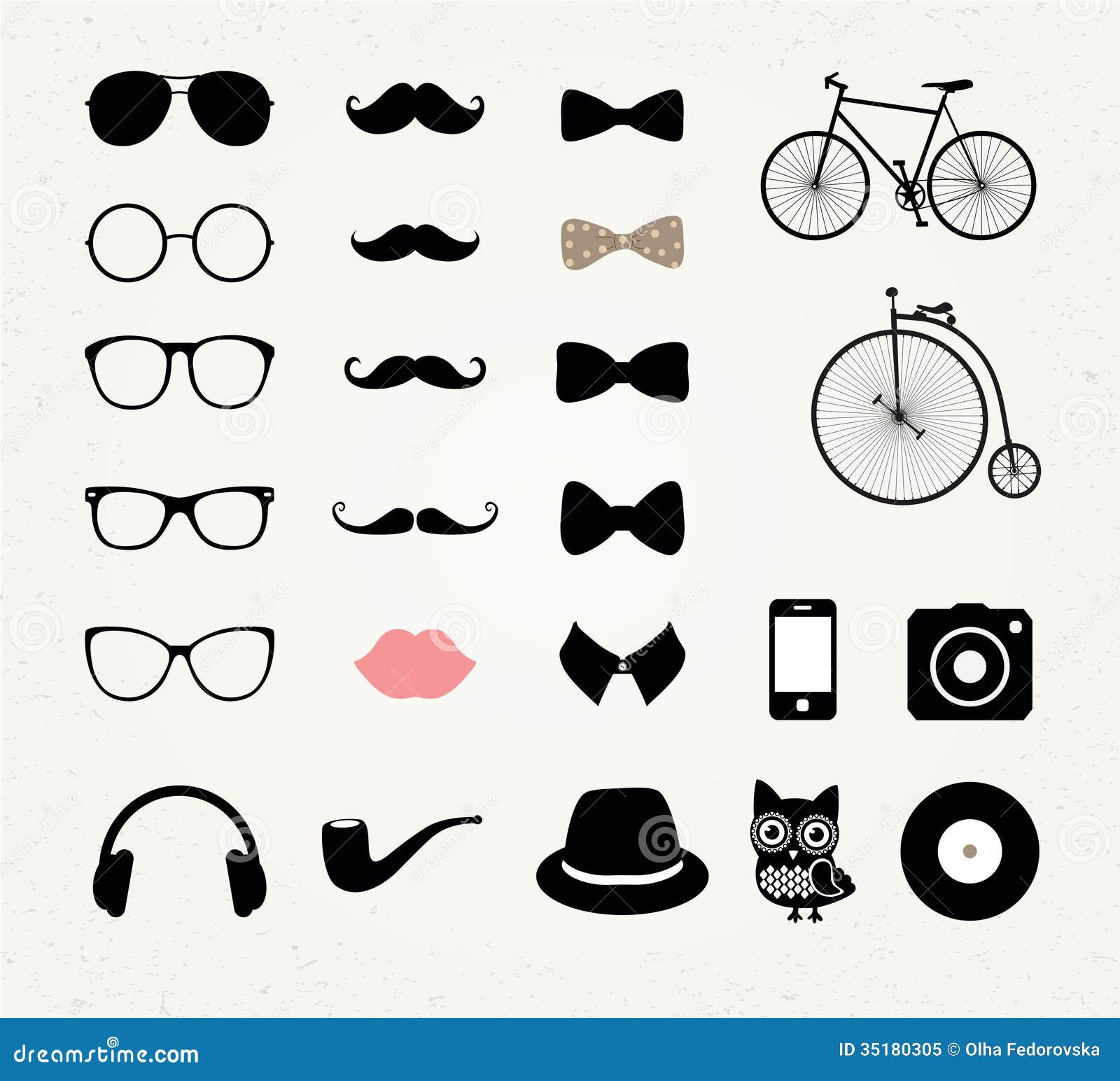 Hipster Retro Vintage Icon Set Stock Vector - Illustration of print ... Hipster Retro Vintage Icon Set Stock Vector - Illustration of print ...