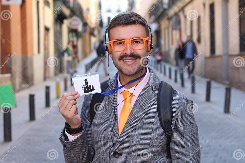 Hipster Showing His ID Batch Stock Photo - Image of holding, business ...