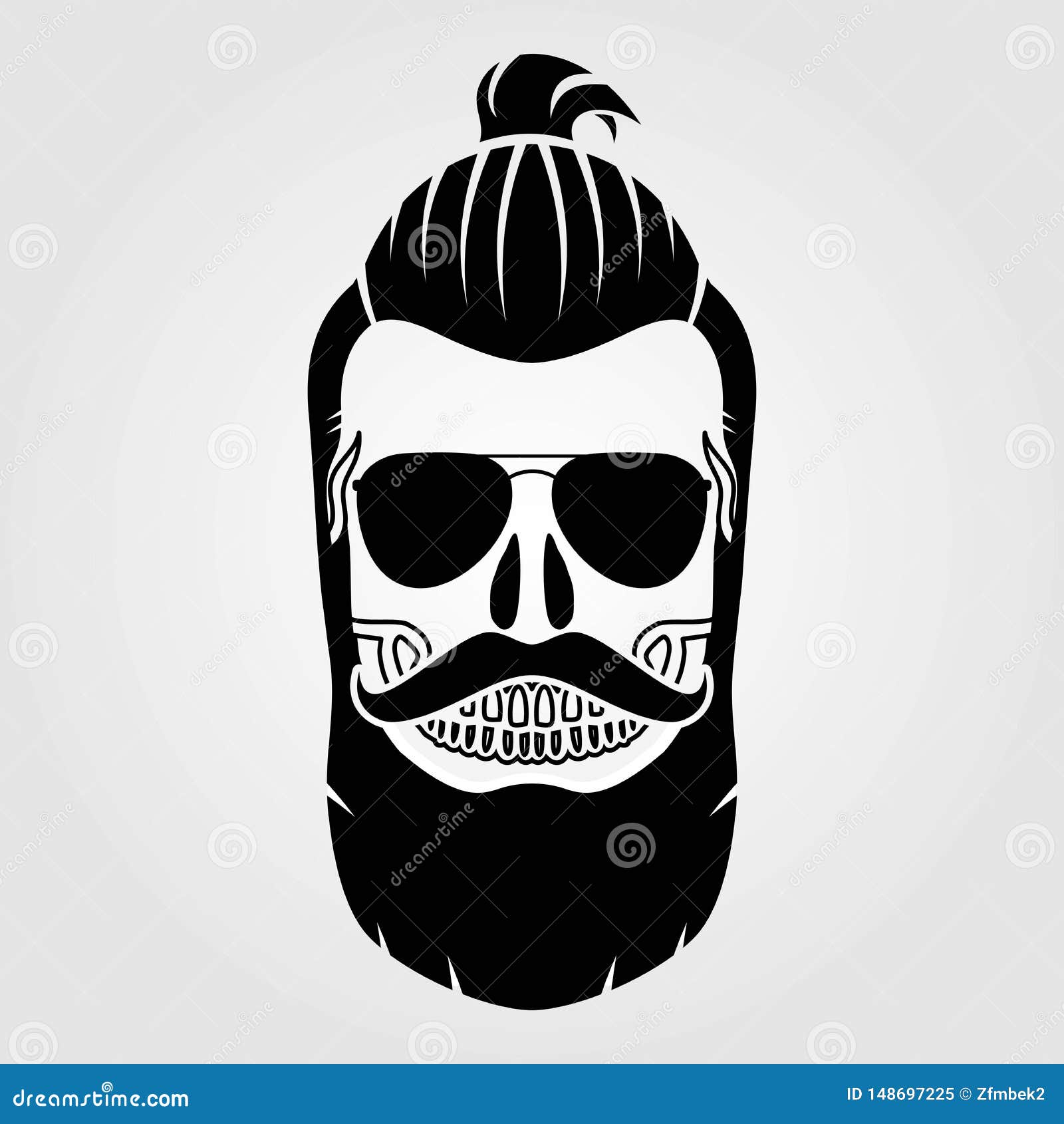 Hipster Skull with Mustache and Bread. Vector. Stock Vector ...