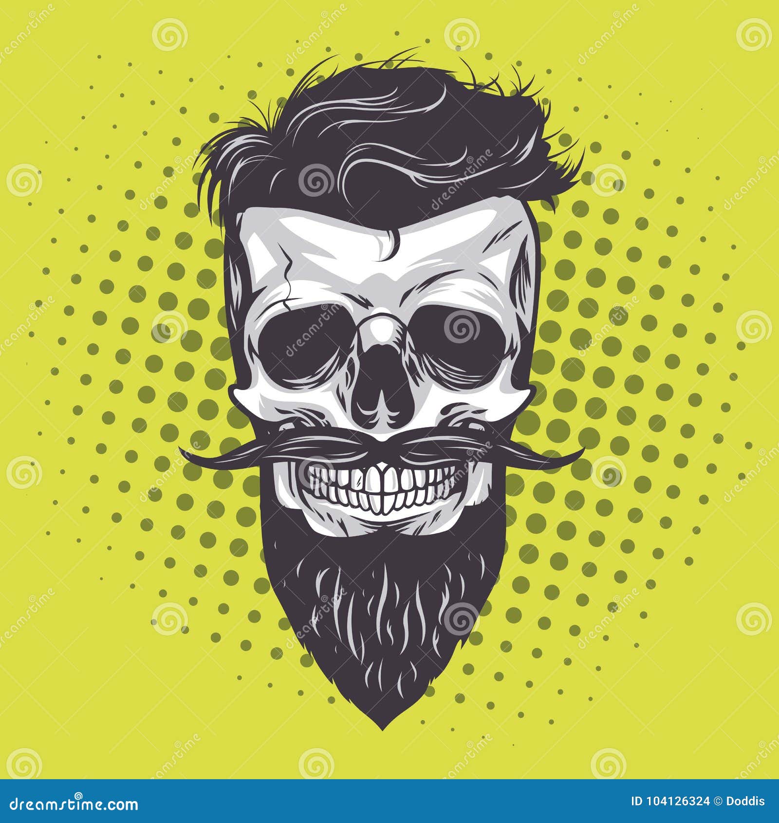 Hipster Skull Pop Art Vector Illustration Stock Vector - Illustration ...