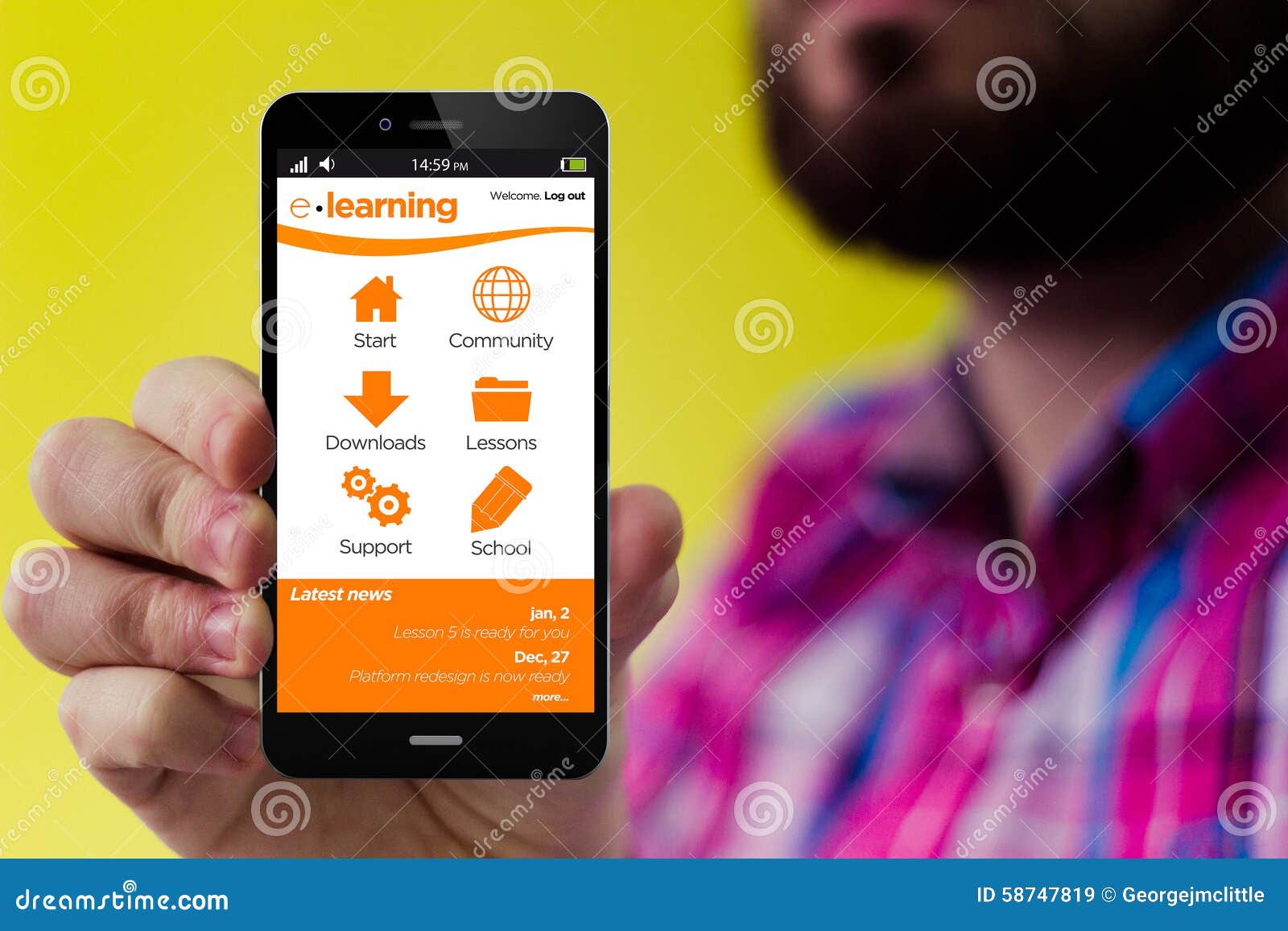 Hipster Smartphone with Elearning on the Screen Stock Image - Image of ...