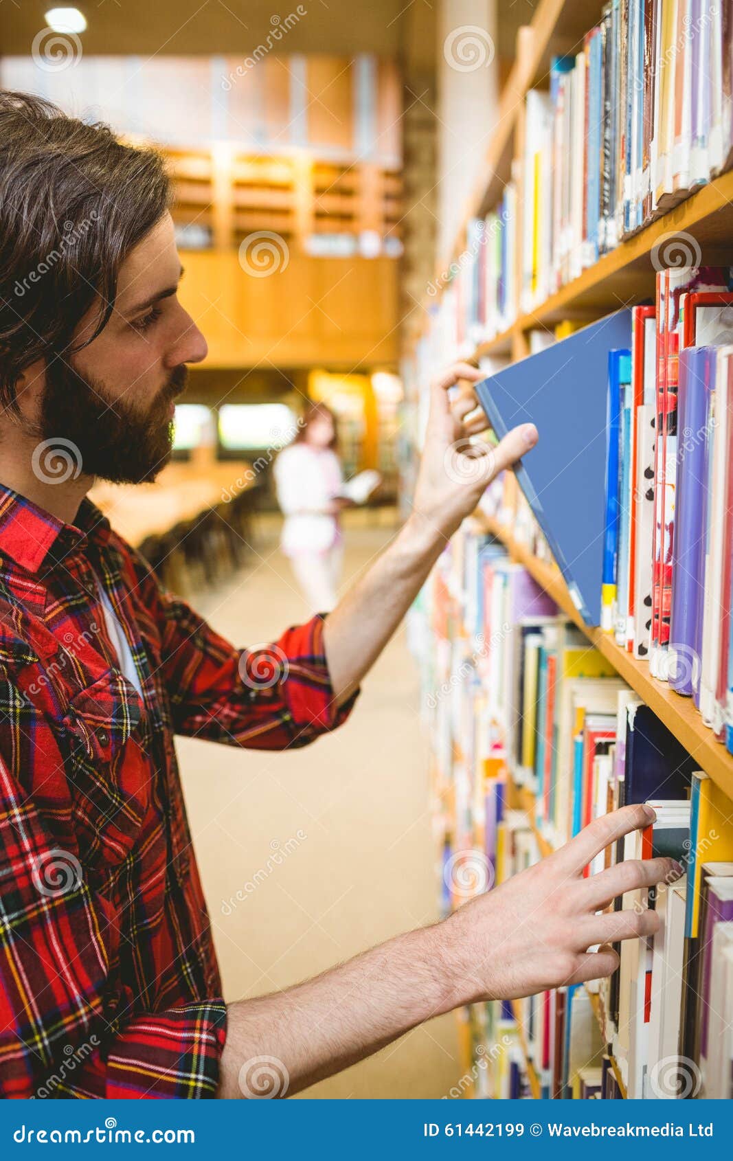 Hipster Student Picking a Book in Library Stock Image - Image of ...