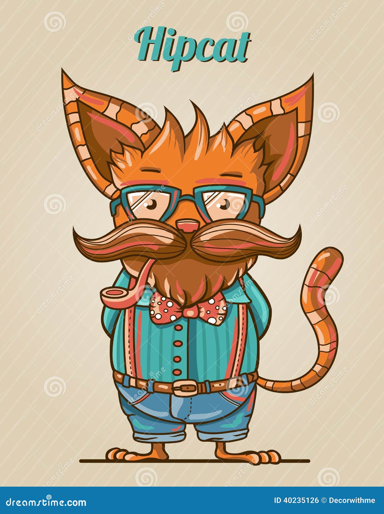 Hipster style cat stock vector. Illustration of styled - 40235126