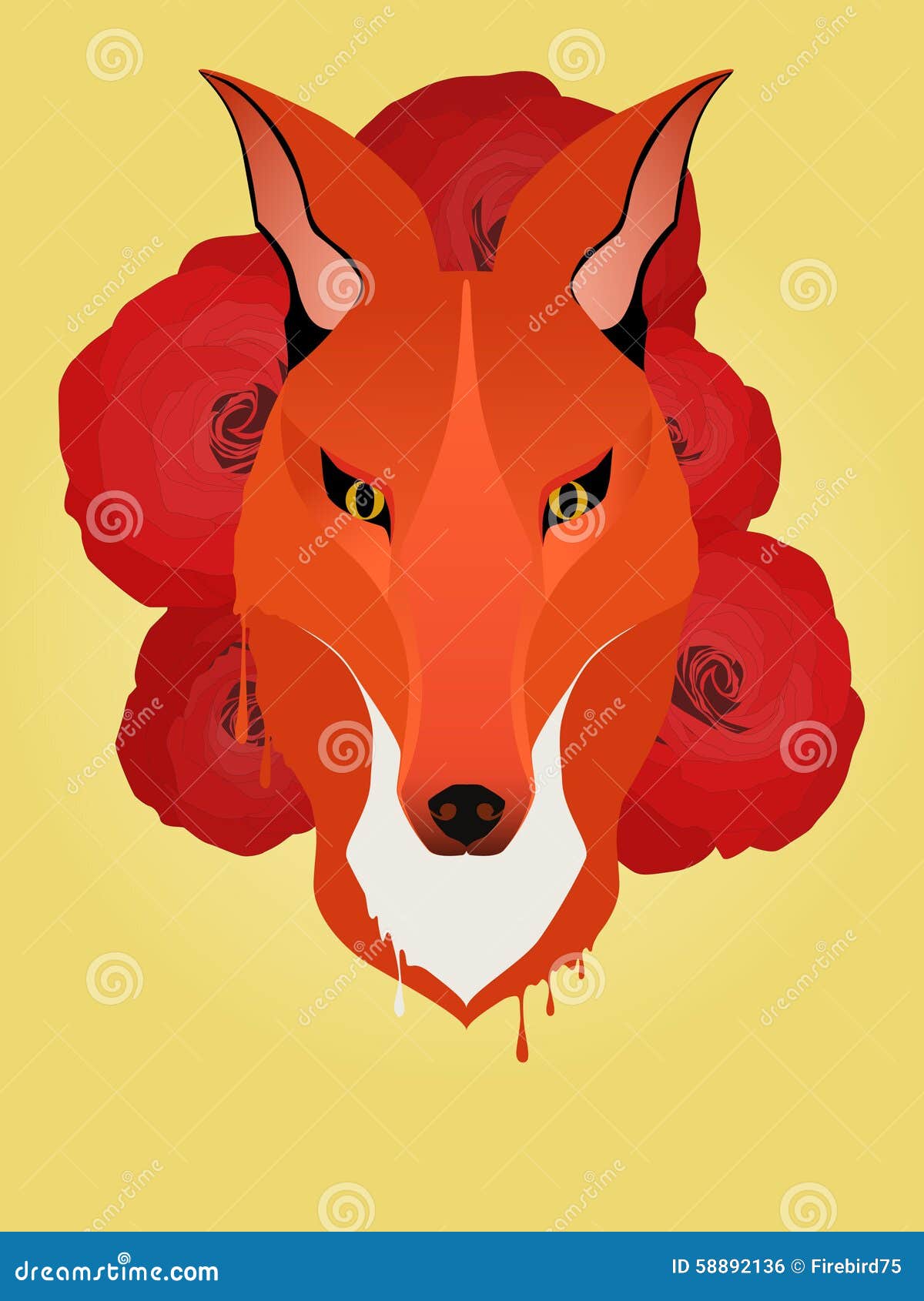 Hipster Style Fox and Roses Stock Vector - Illustration of isolated ...