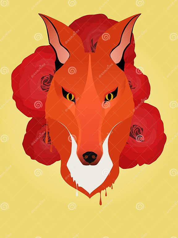 Hipster Style Fox and Roses Stock Vector - Illustration of isolated ...