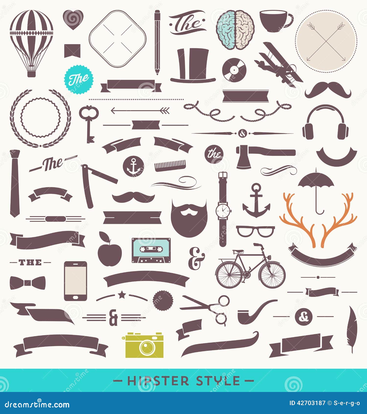 Hipster style set stock vector. Illustration of fashioned - 42703187