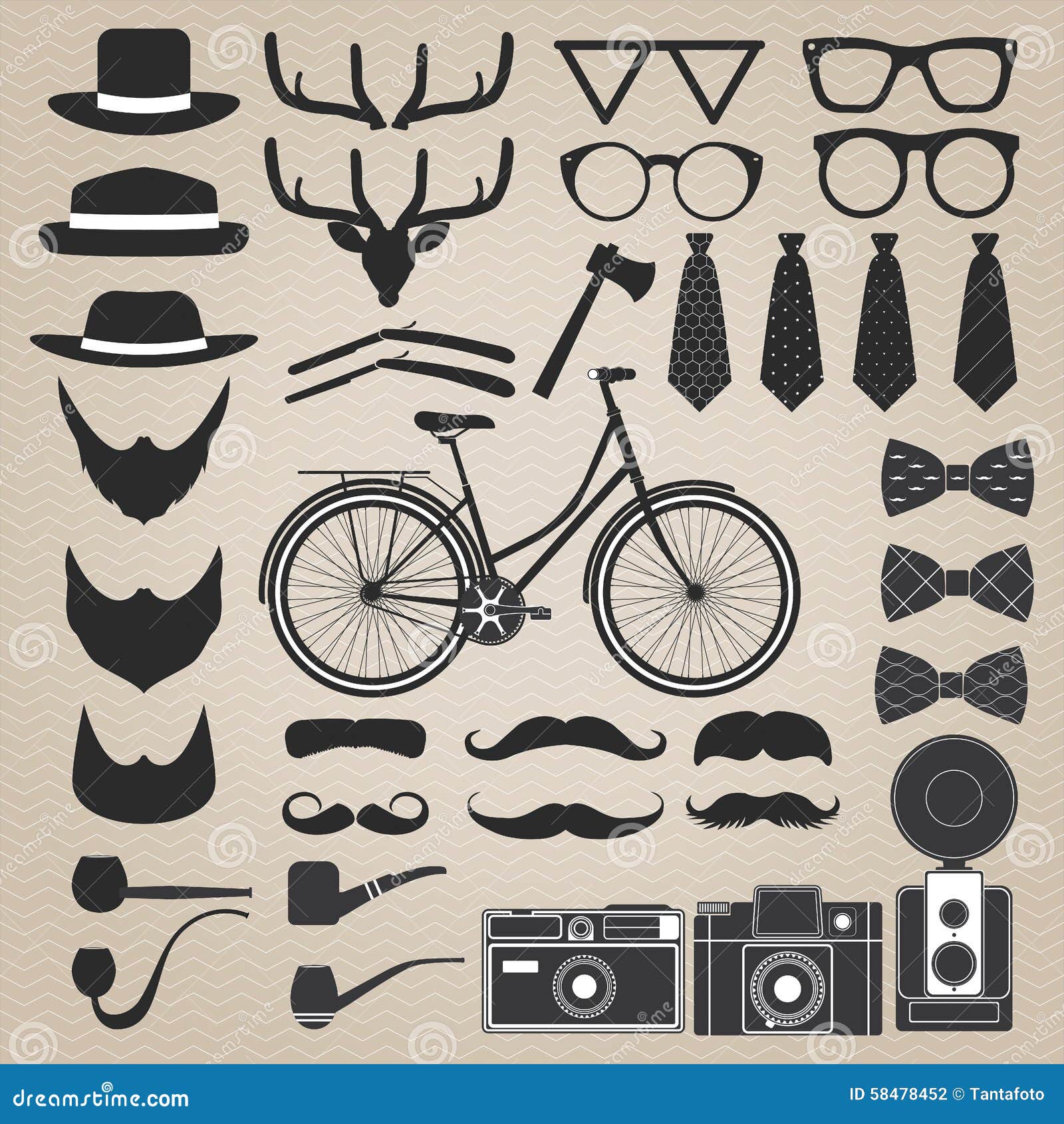 Hipster Style Set 3 . Vector Illustration Stock Vector - Illustration ...