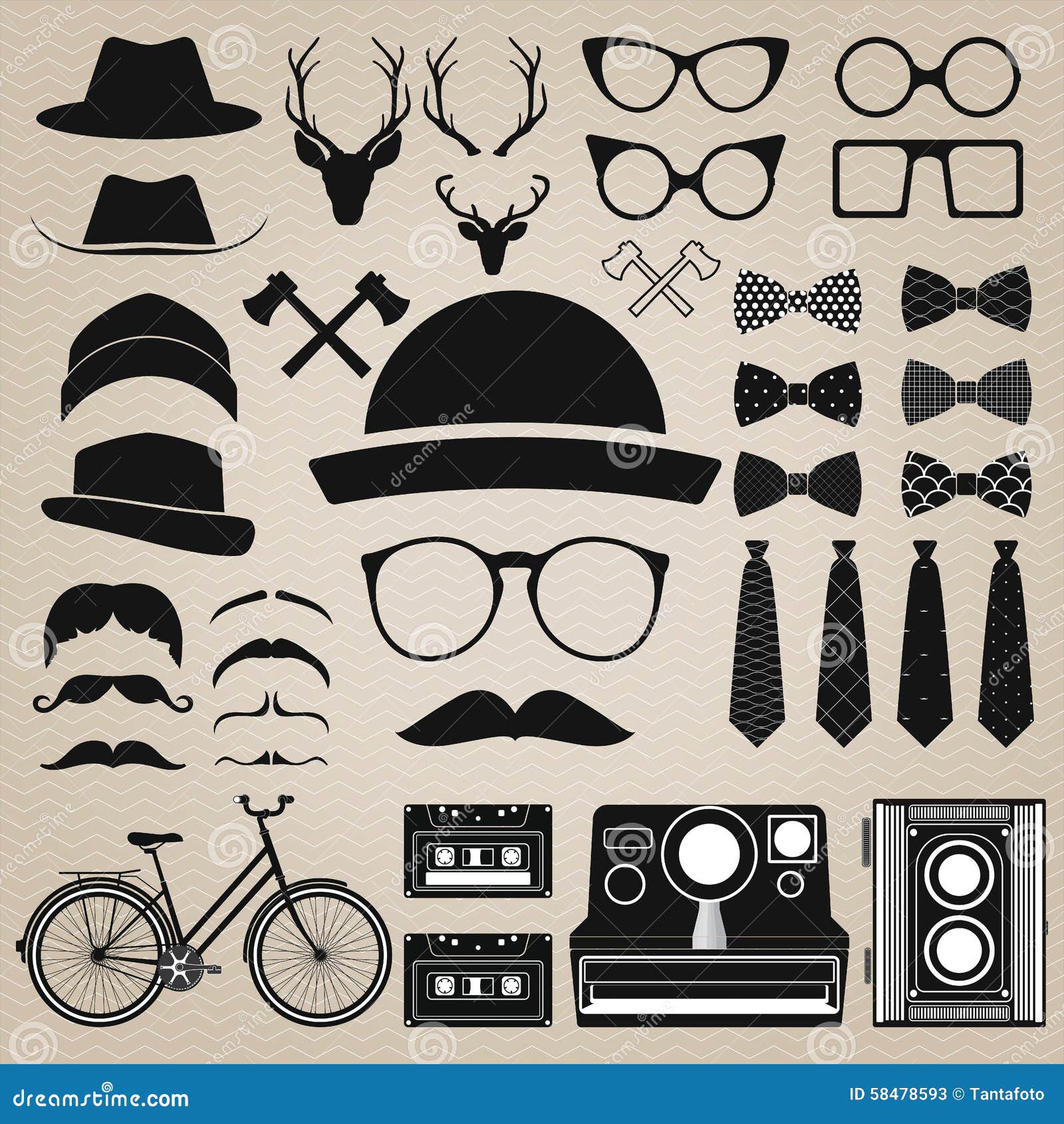 Hipster Style Set 4 . Vector Illustration Stock Vector - Illustration ...