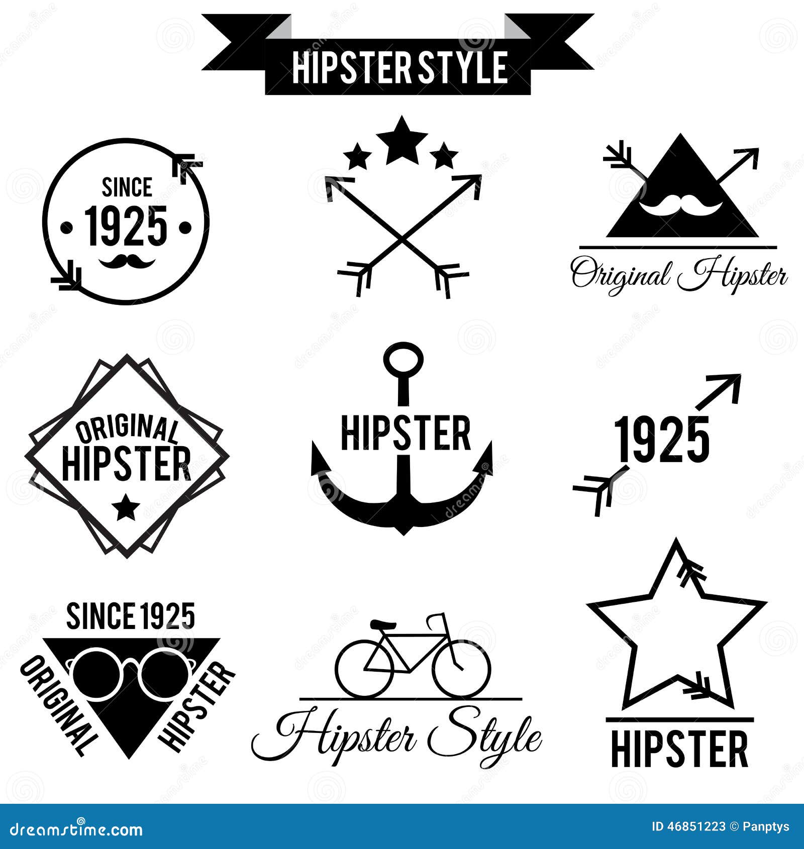 Hipster Style Signs and Icons. Stock Vector - Illustration of fashion ...