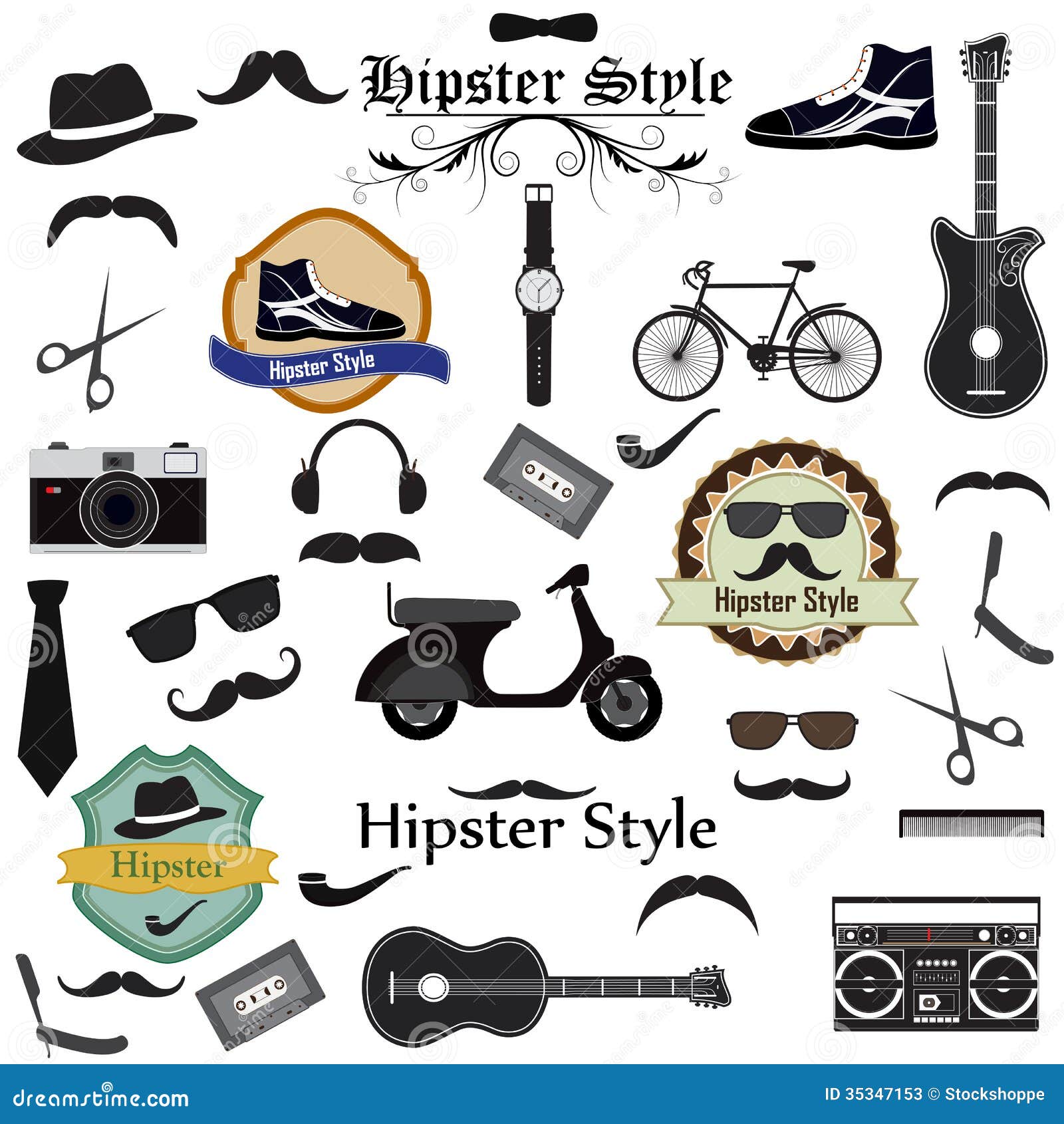 Hipster Style stock vector. Illustration of culture, accessory - 35347153