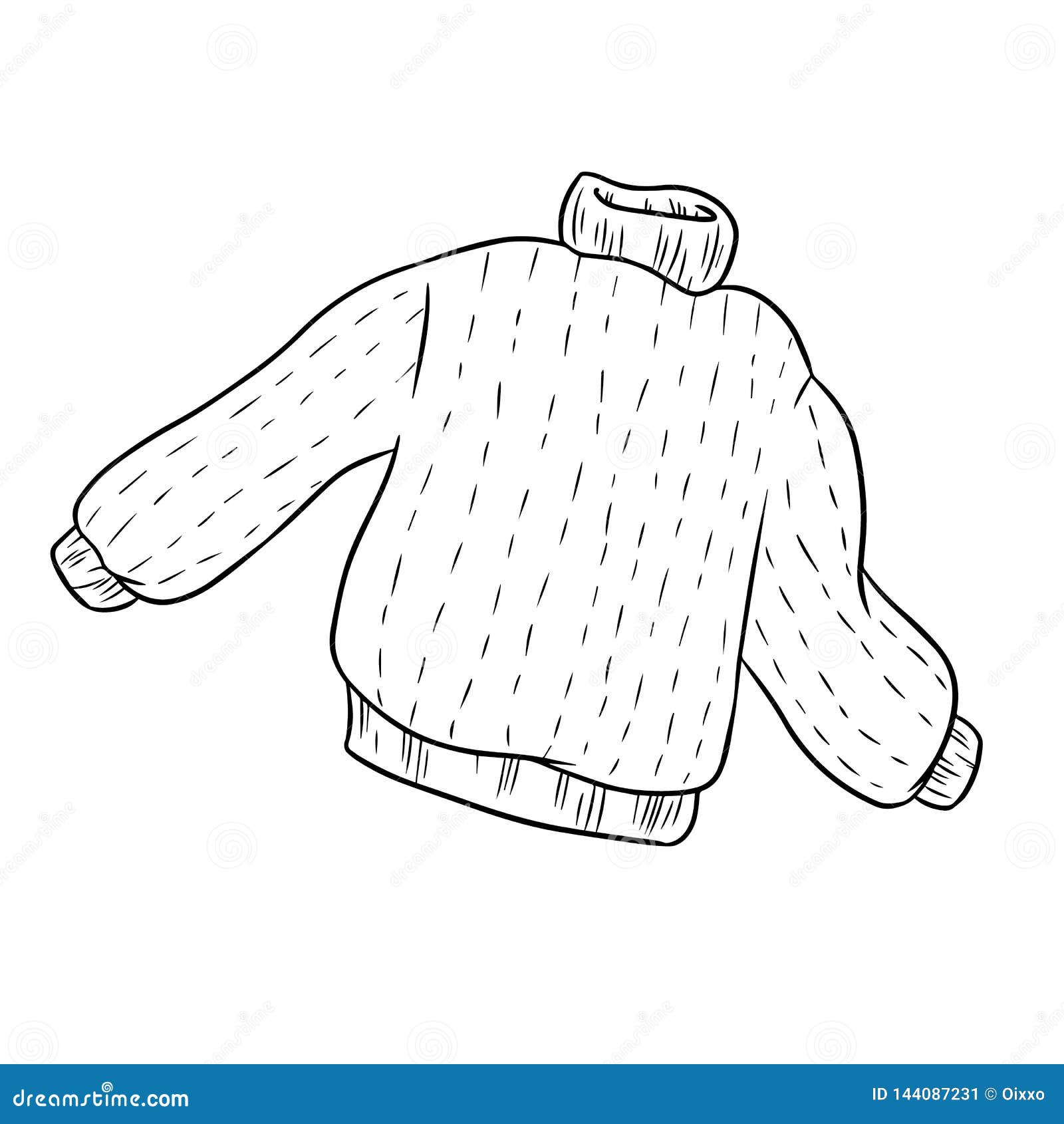 Hipster Sweater Coloring Outline Template. Sticker Doodle Cartoon ...