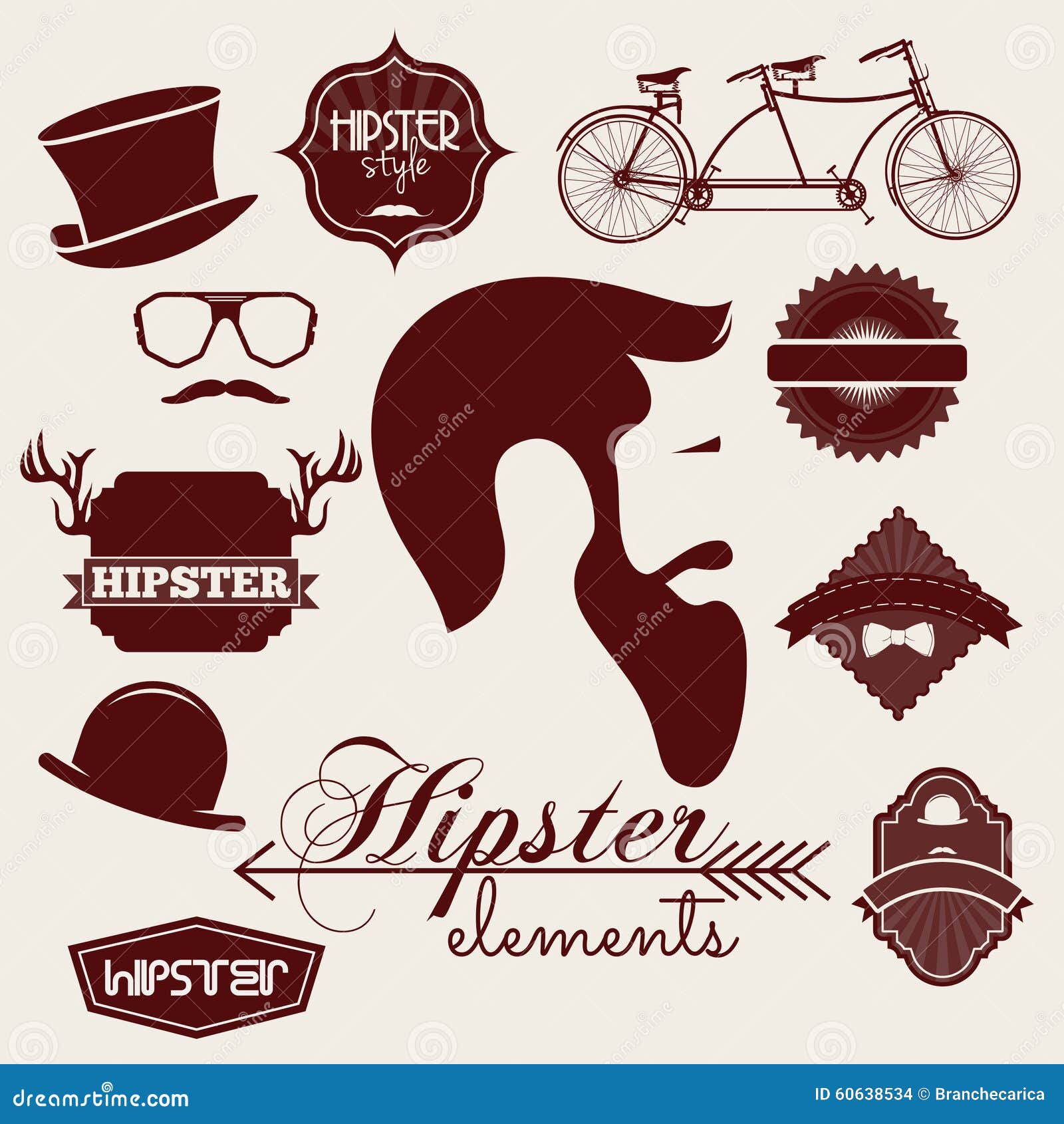 Hipster vector elements stock vector. Illustration of retro - 60638534