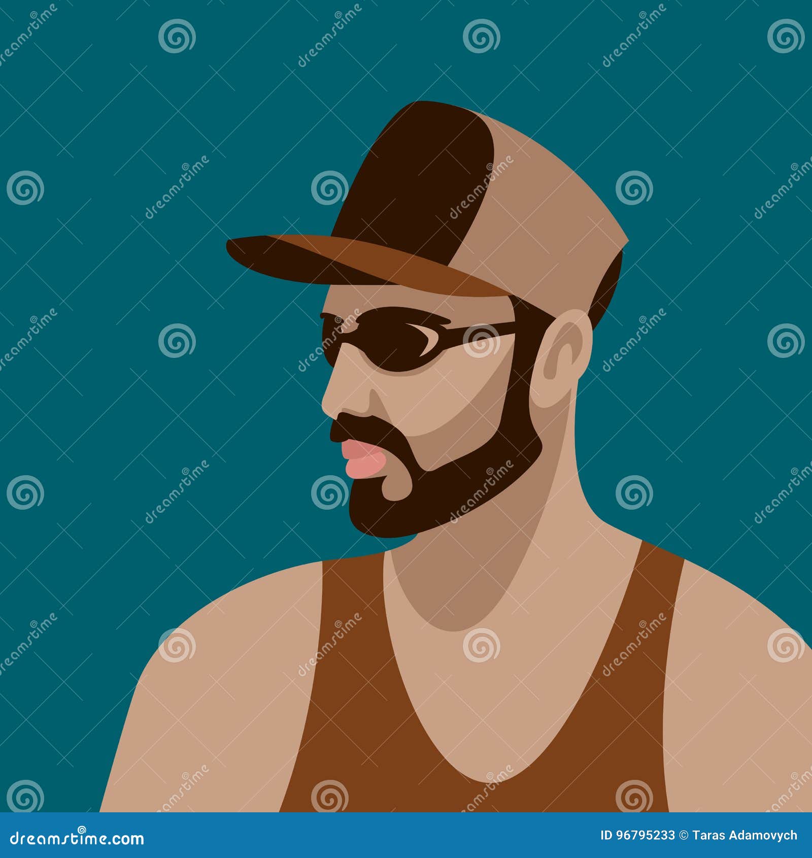 Hipster Vector Illustration Style Flat Side Profile Stock Vector ...