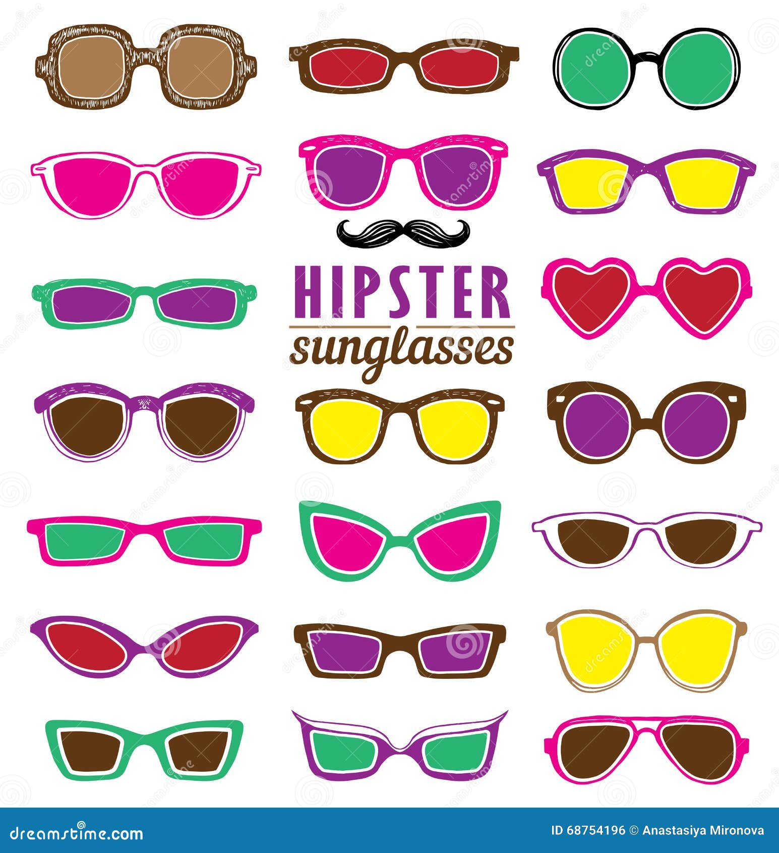 Hipsters Colorful Sunglasses Vector Set Stock Vector - Illustration of ...