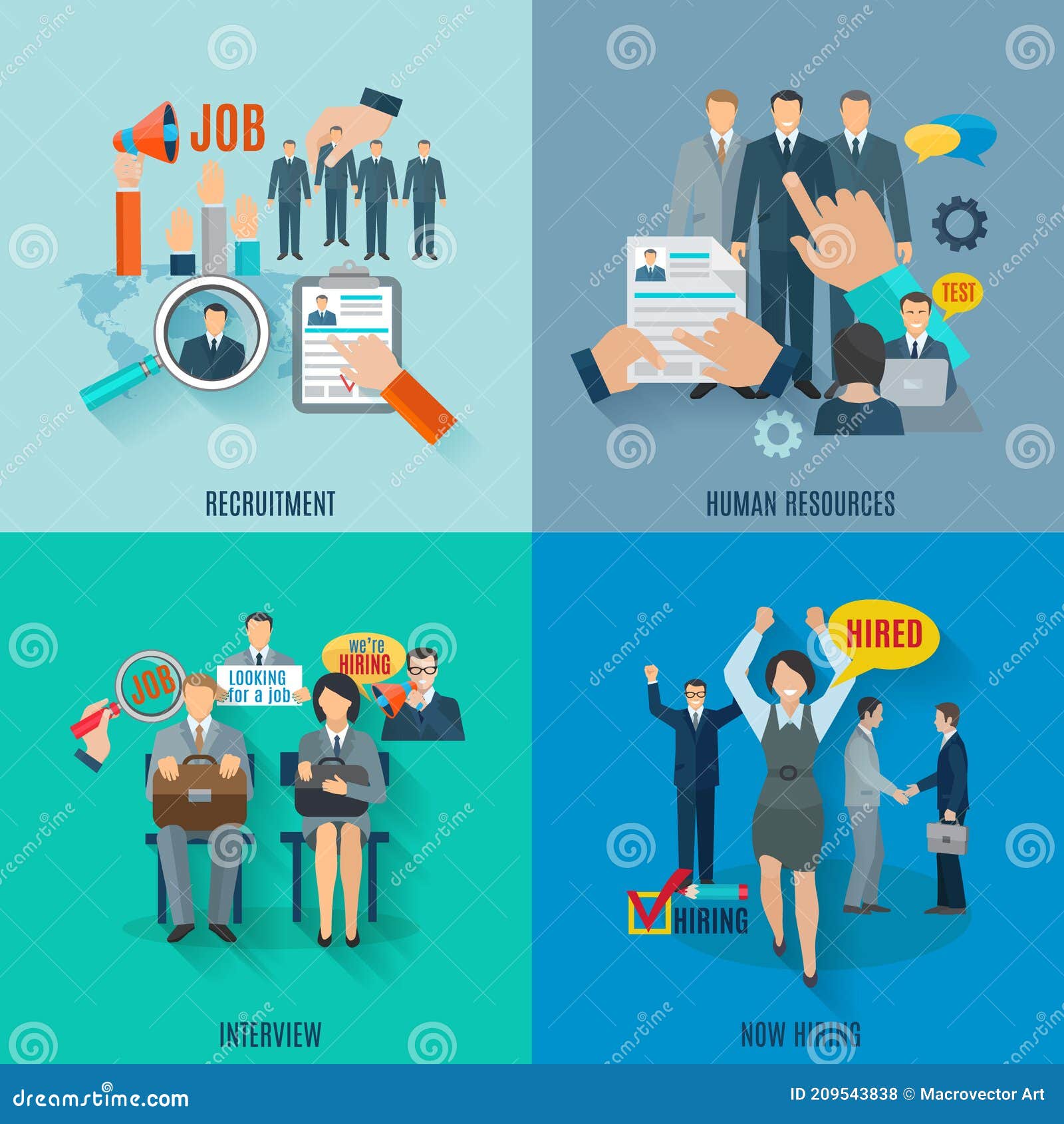 Hire Flat Set Vector Design Illustration Stock Vector - Illustration of ...