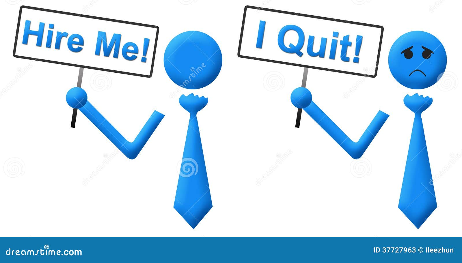 Hire Me I Quit Signboard Blue Stock Illustration - Illustration of ...