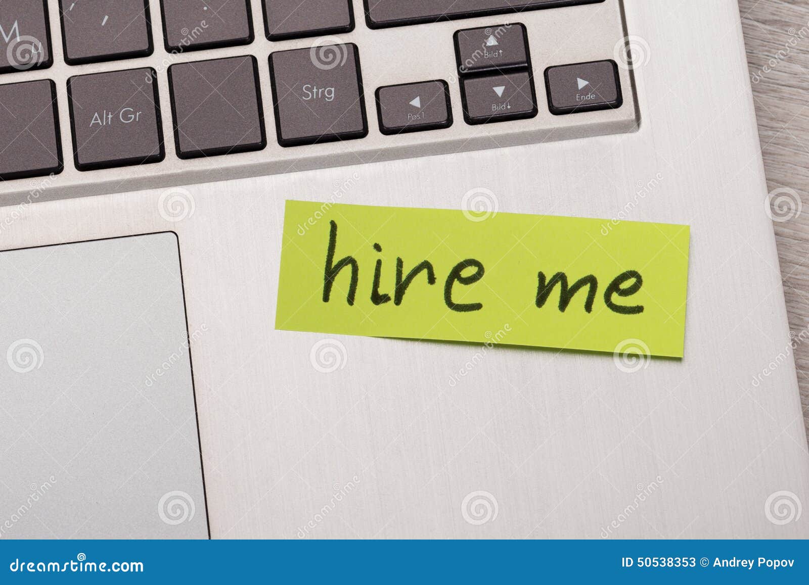 Hire Me Sticky Note on Laptop Stock Image - Image of letter, sign: 50538353