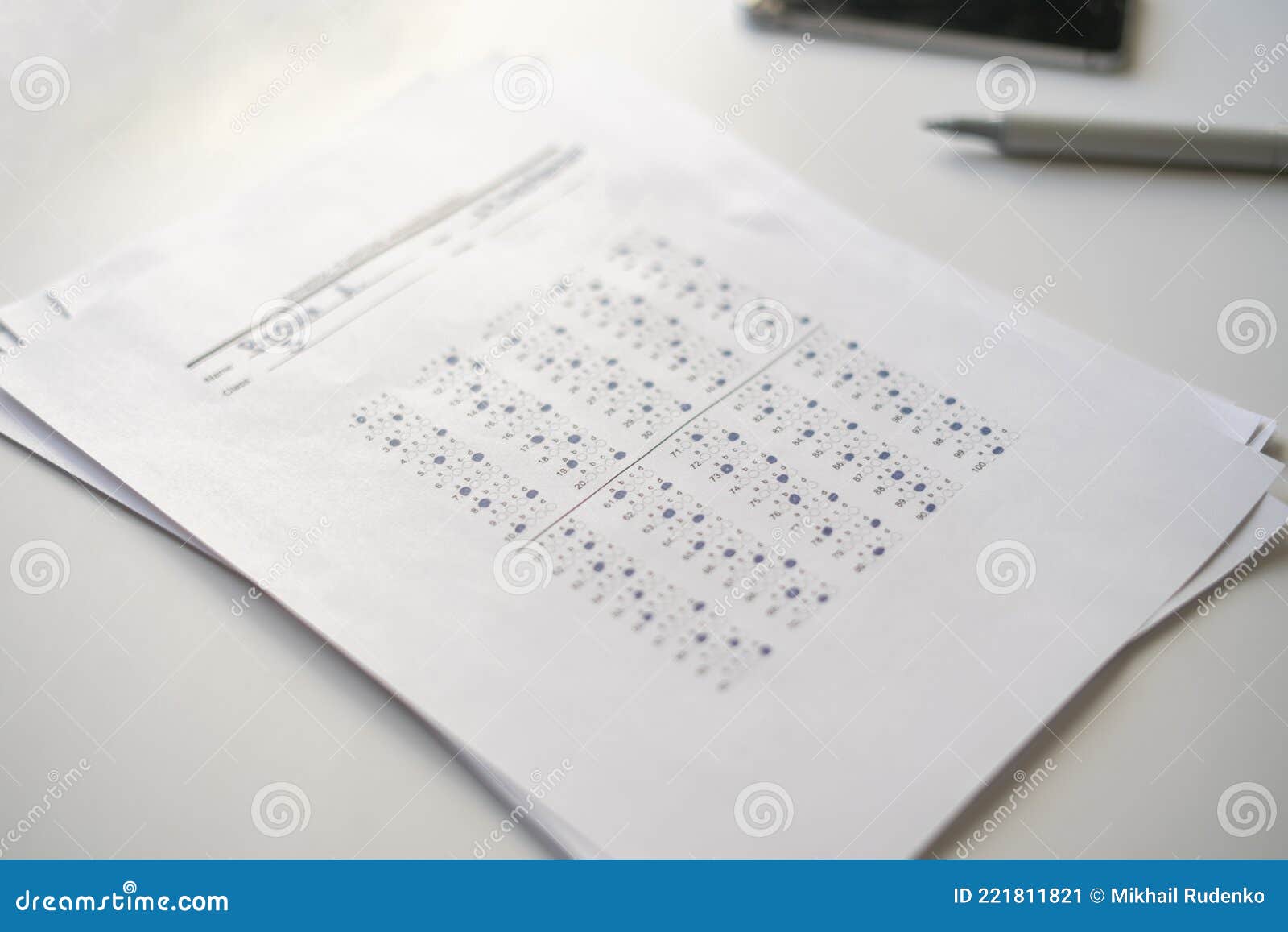 The Hire the New Employee, Paper Sheet with Test Answer on the Table ...