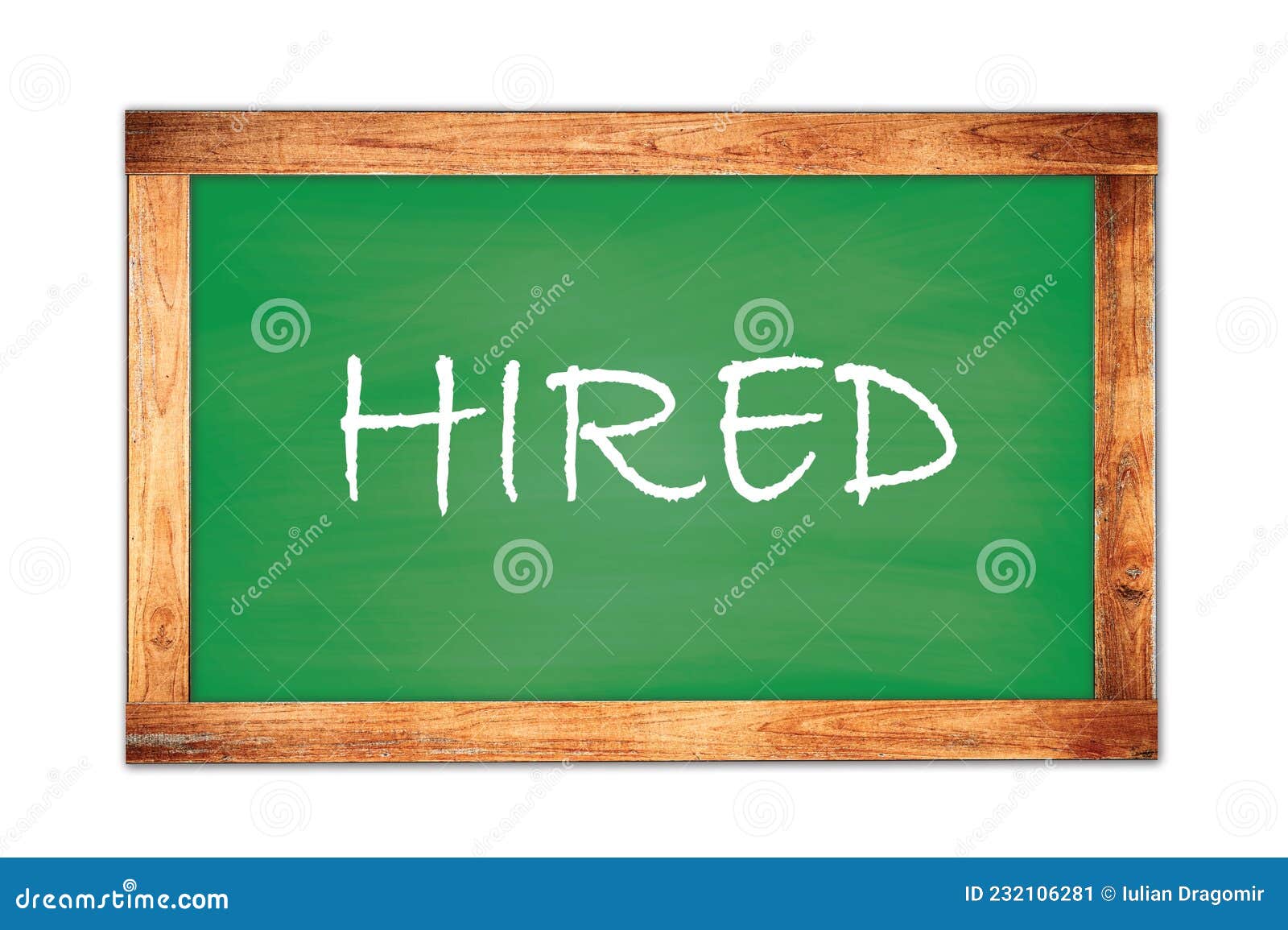 HIRED Text Written on Green School Board Stock Illustration ...