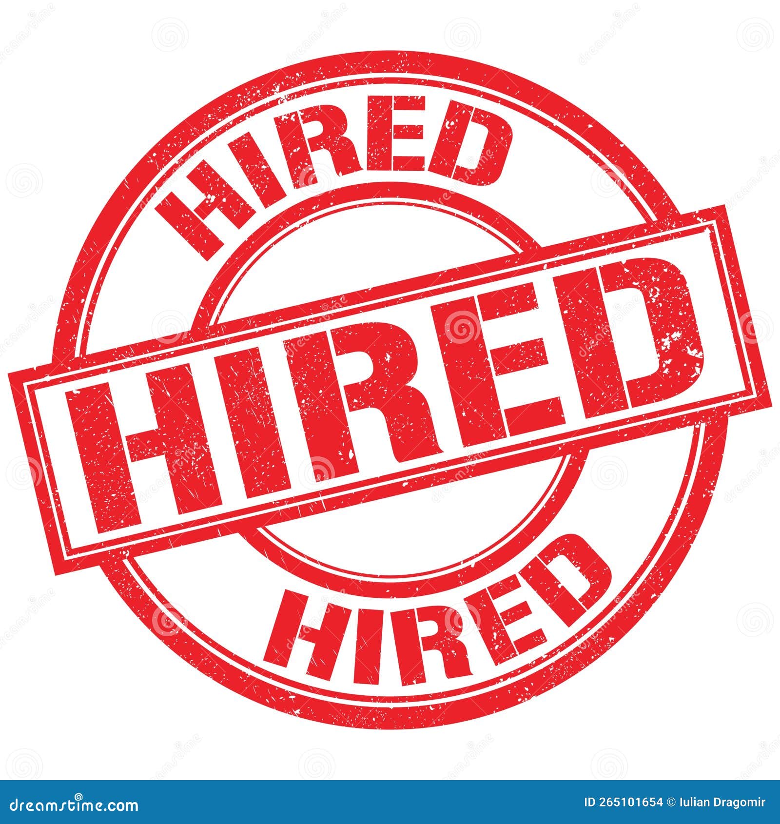 HIRED Text Written on Red Stamp Sign Stock Illustration - Illustration ...