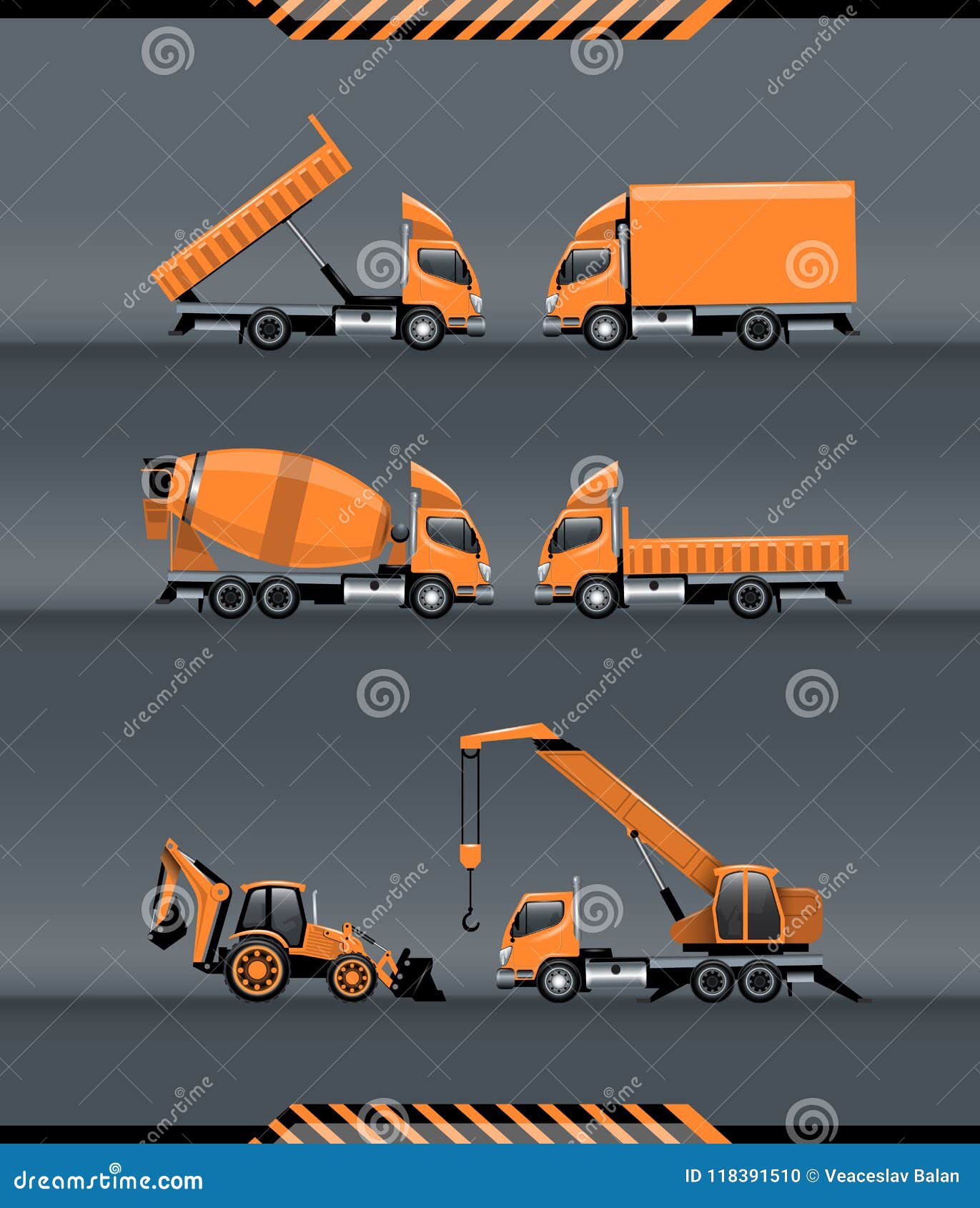 Construction machinery set stock vector. Illustration of cargo - 118391510