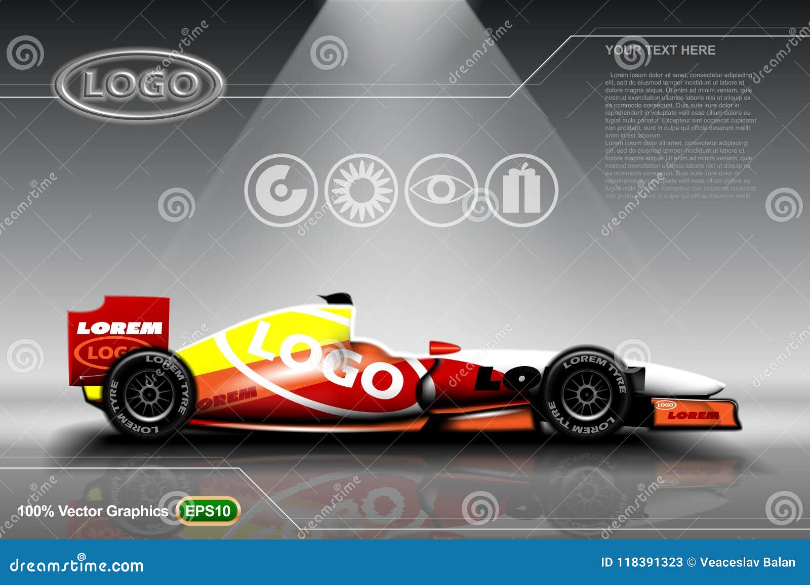 Racing car template stock vector. Illustration of file - 118391323