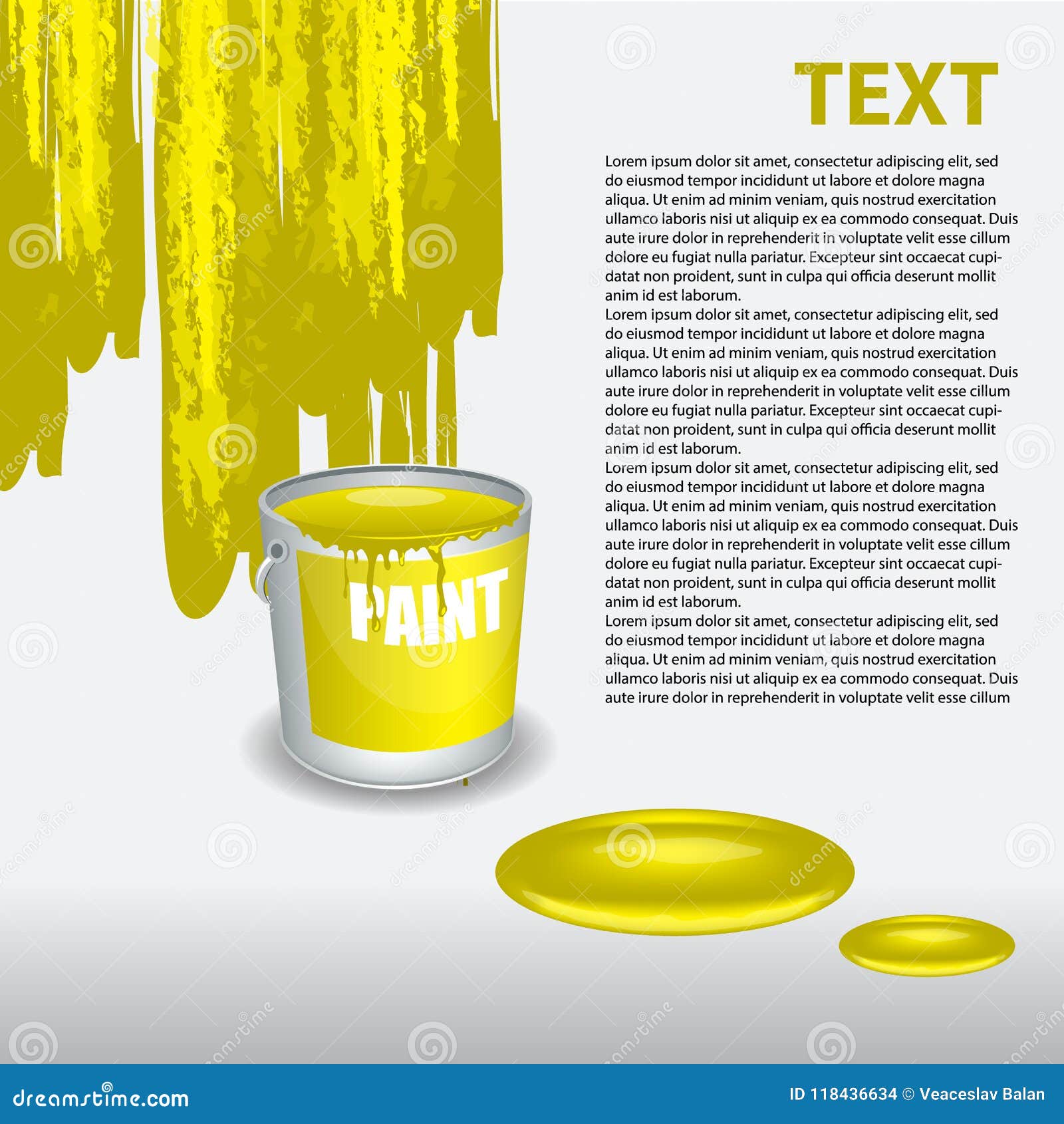 Yellow Paint Dripping on the Wall. Editable Template. Stock Vector ...