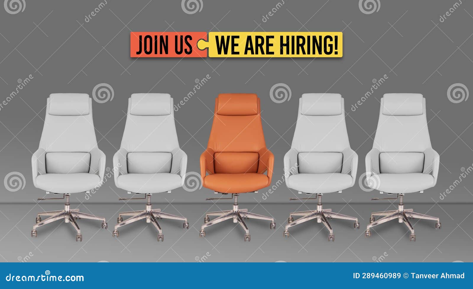 We are Hiring Advertisement with Isolated Chairs in Dark Room Stock ...