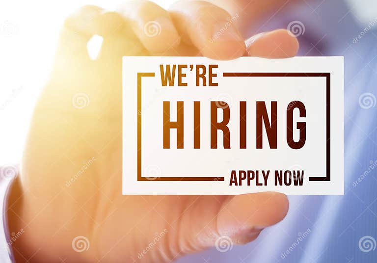 We are hiring - apply now stock photo. Image of recruitment - 289637042