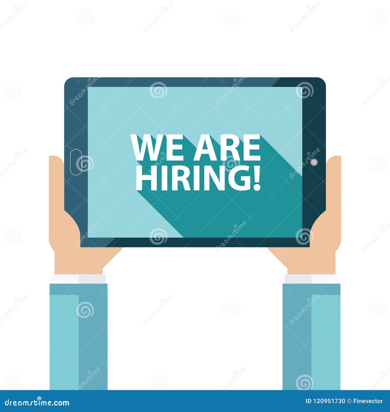 We are Hiring Business Concept Long Shadow and Hands Holding Tablet ...