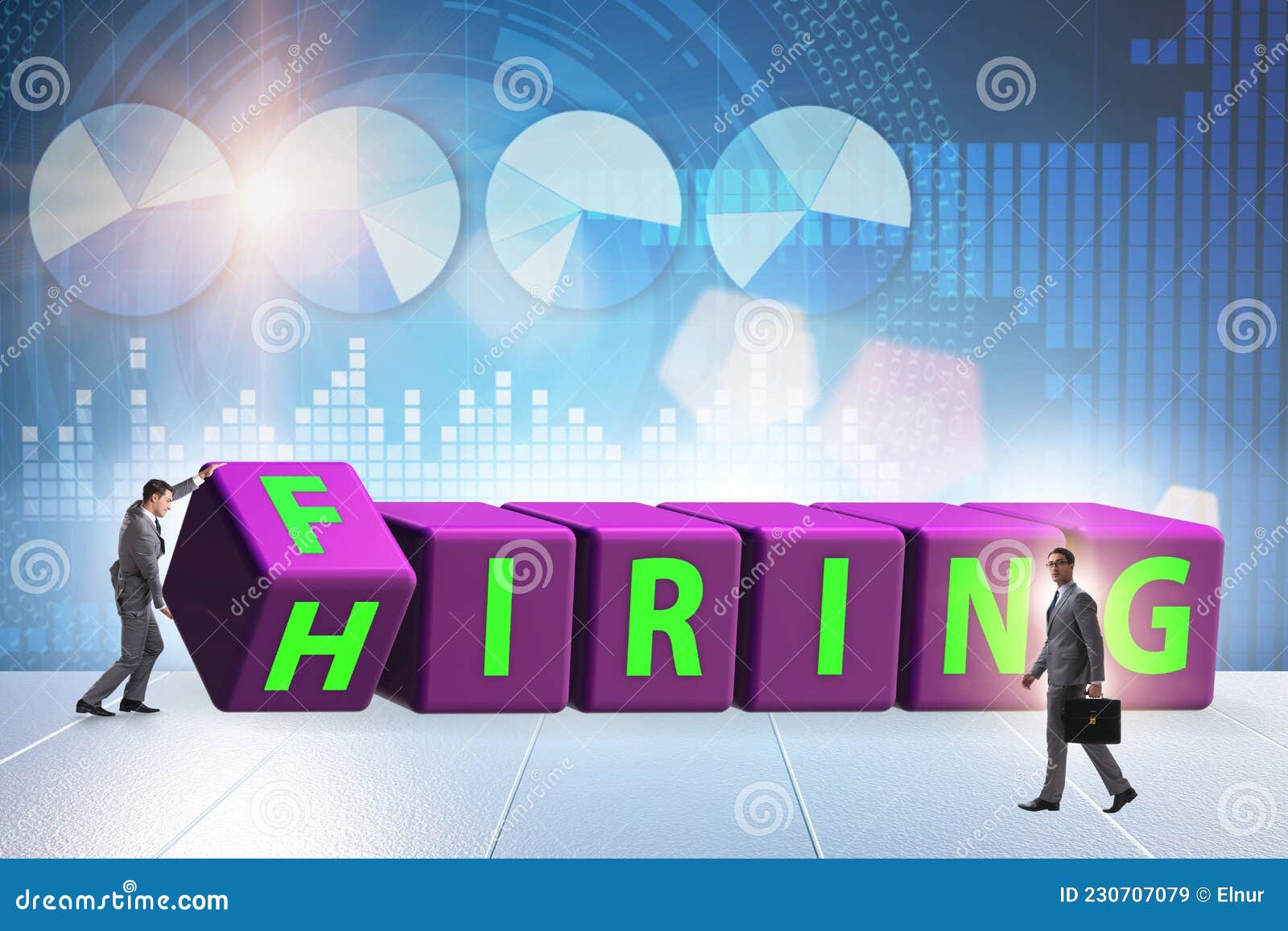 Hiring and Firing Concept with Turning Cubes Stock Illustration ...