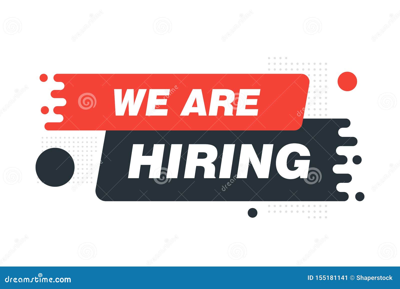 We are Hiring Label Sign. Black and Red Modern Style Sticker Stock ...