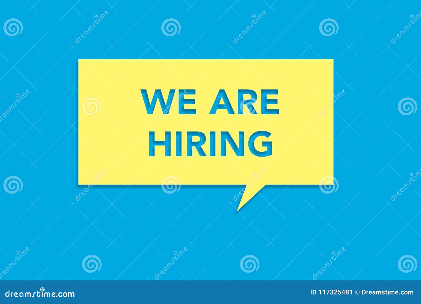 We are Hiring Message on a Yellow Sticky Note on a Blue Background ...