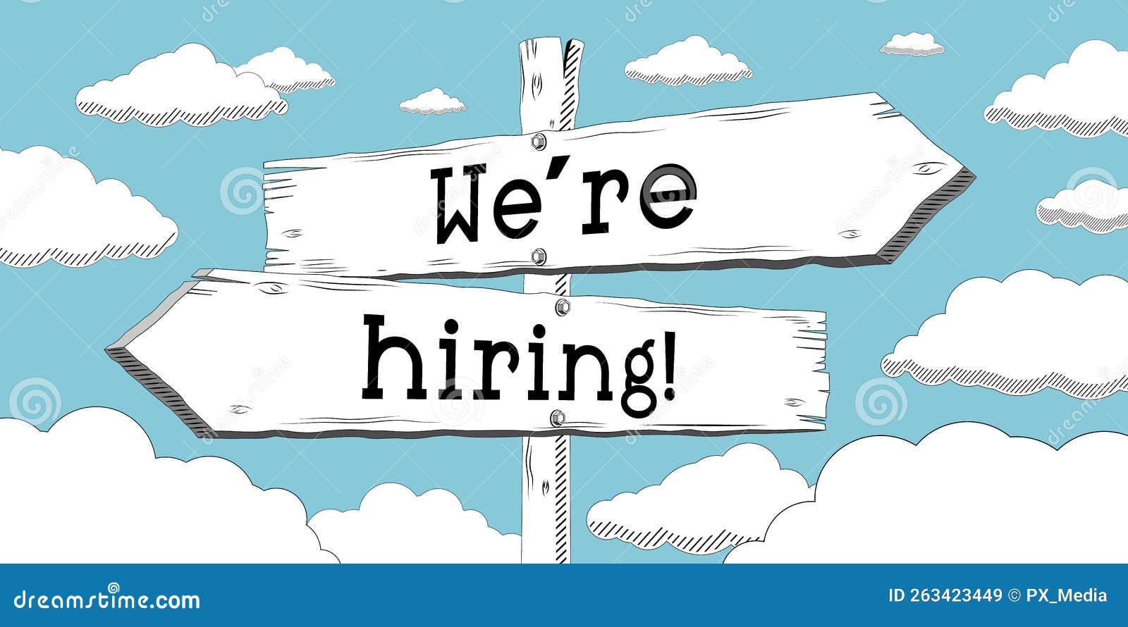 We are Hiring - Outline Signpost with Two Arrows Stock Illustration ...