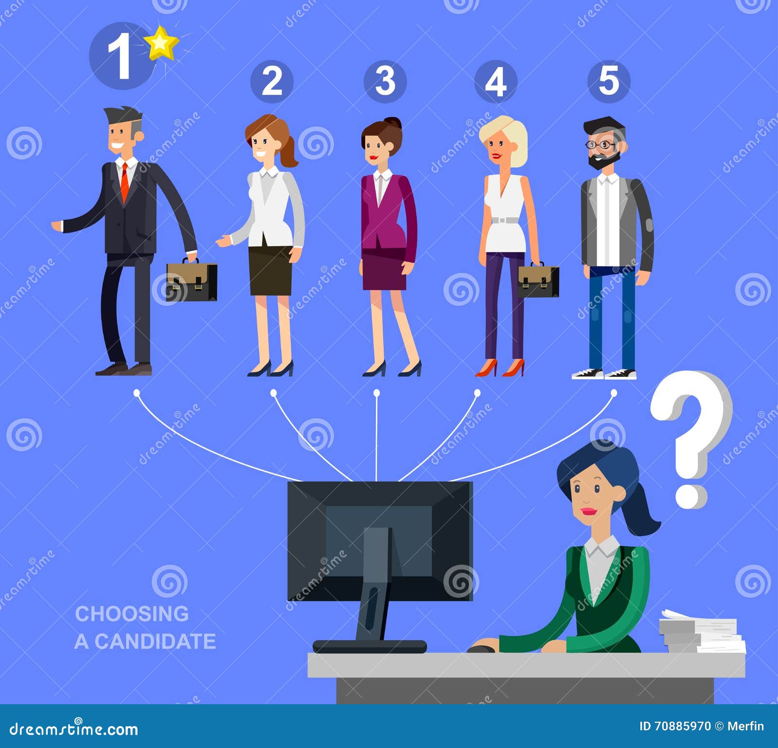 Candidate Selection Linear Icons Set. Qualifications, Experience ...