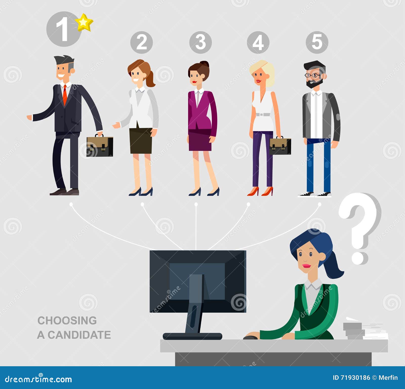 Candidate Selection From A Group Of Employees Vector Illustration ...