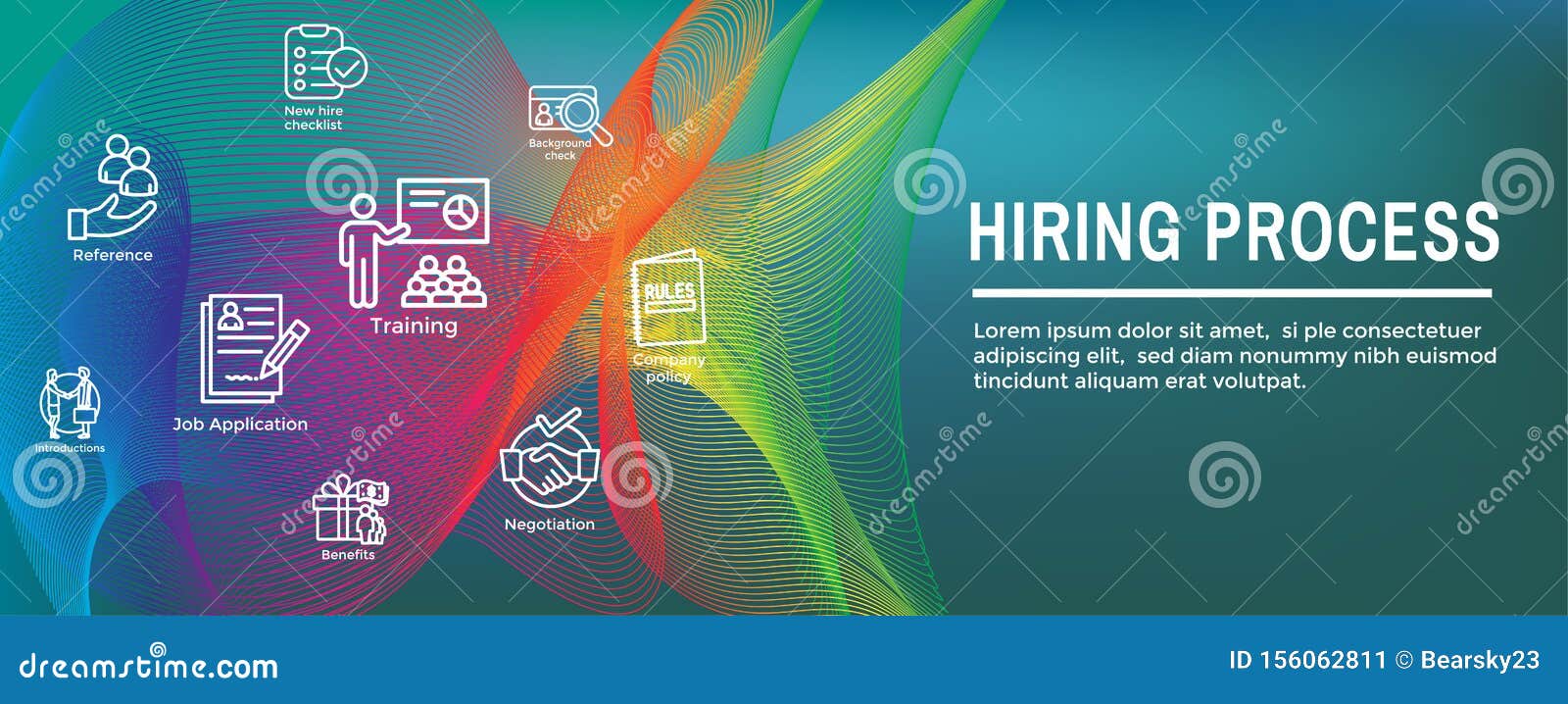 Hiring Process Icon Set with Web Header Banner Stock Vector ...