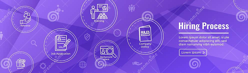 Hiring Process Icon Set with Web Header Banner Stock Vector ...